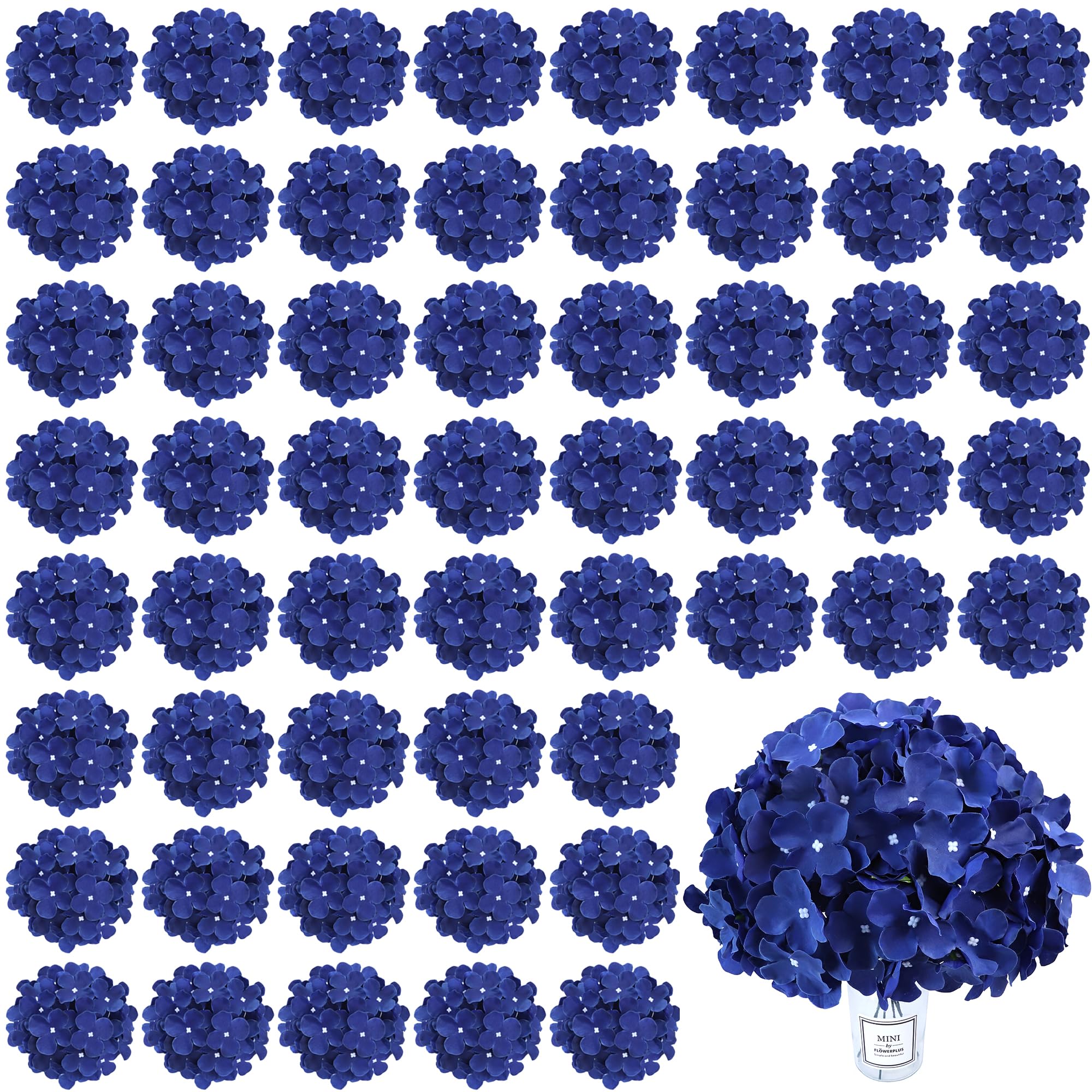 Amazon.com: AVIVIHO 66pcs Hydrangea Artificial Flowers Bulk Navy Blue ...