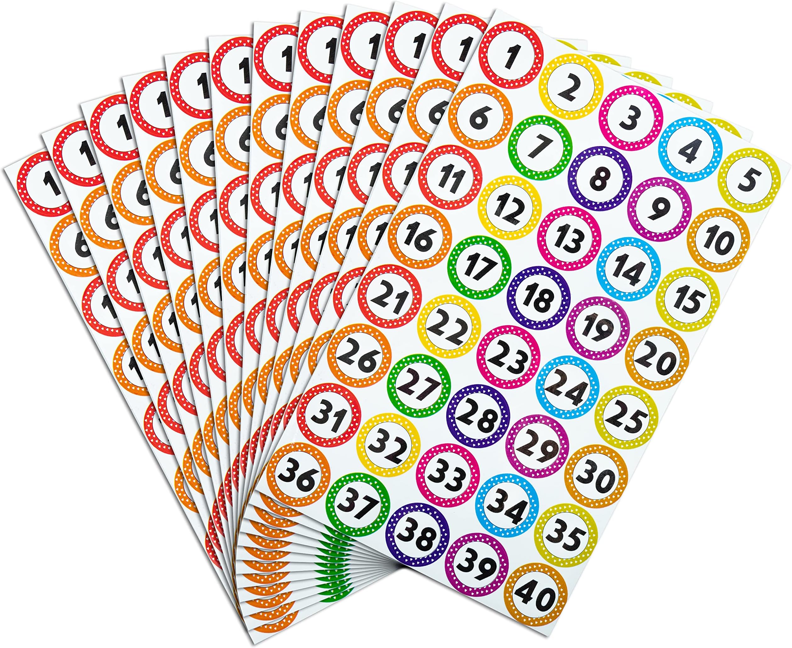 Amazon.com : SaktopDeco 20 Sheets 1 to 100 Mini Number Stickers Round ...