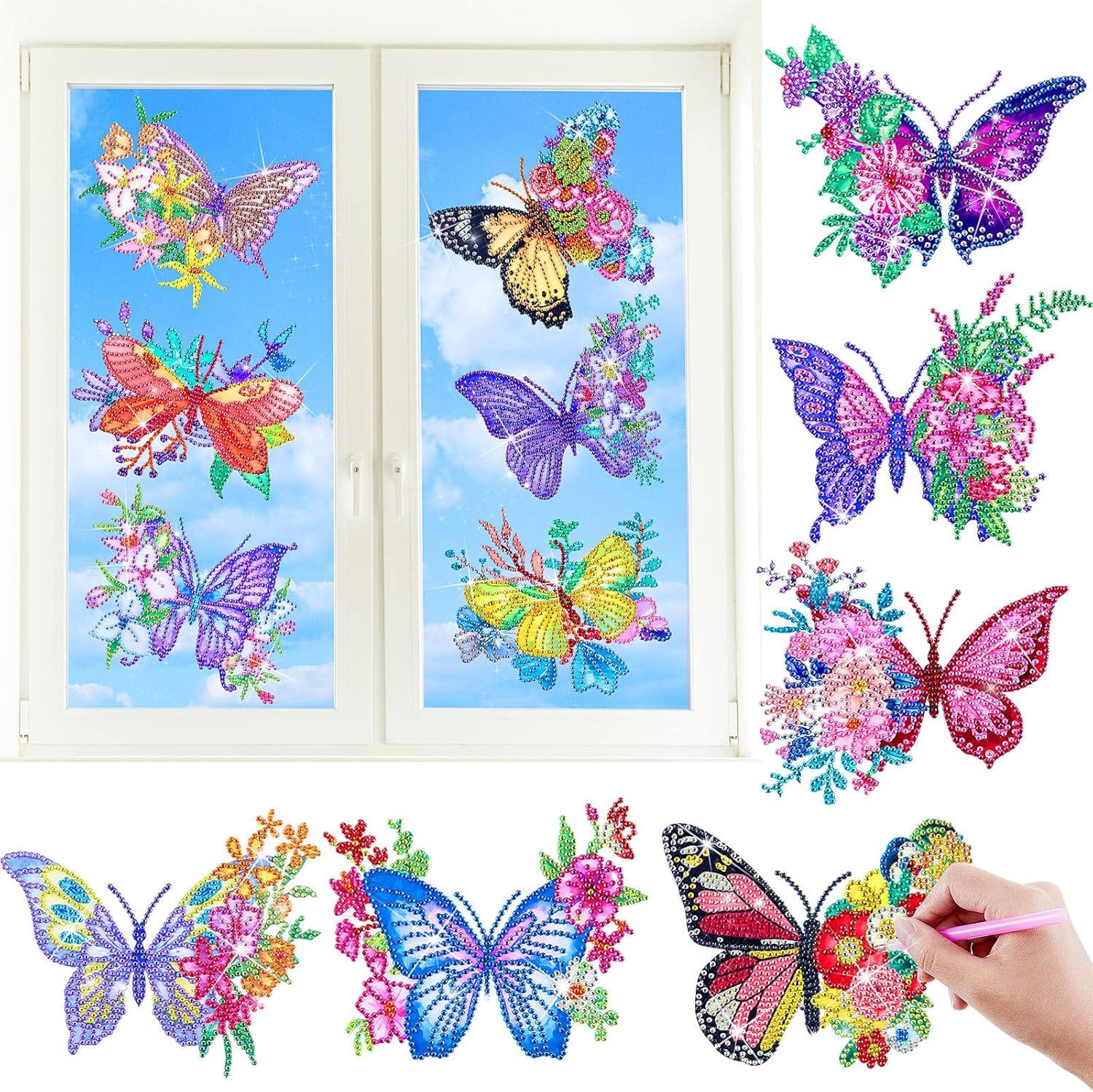 Amazon.com: Qilery 12 Pcs Large Butterfly Diamond Painting Giant ...