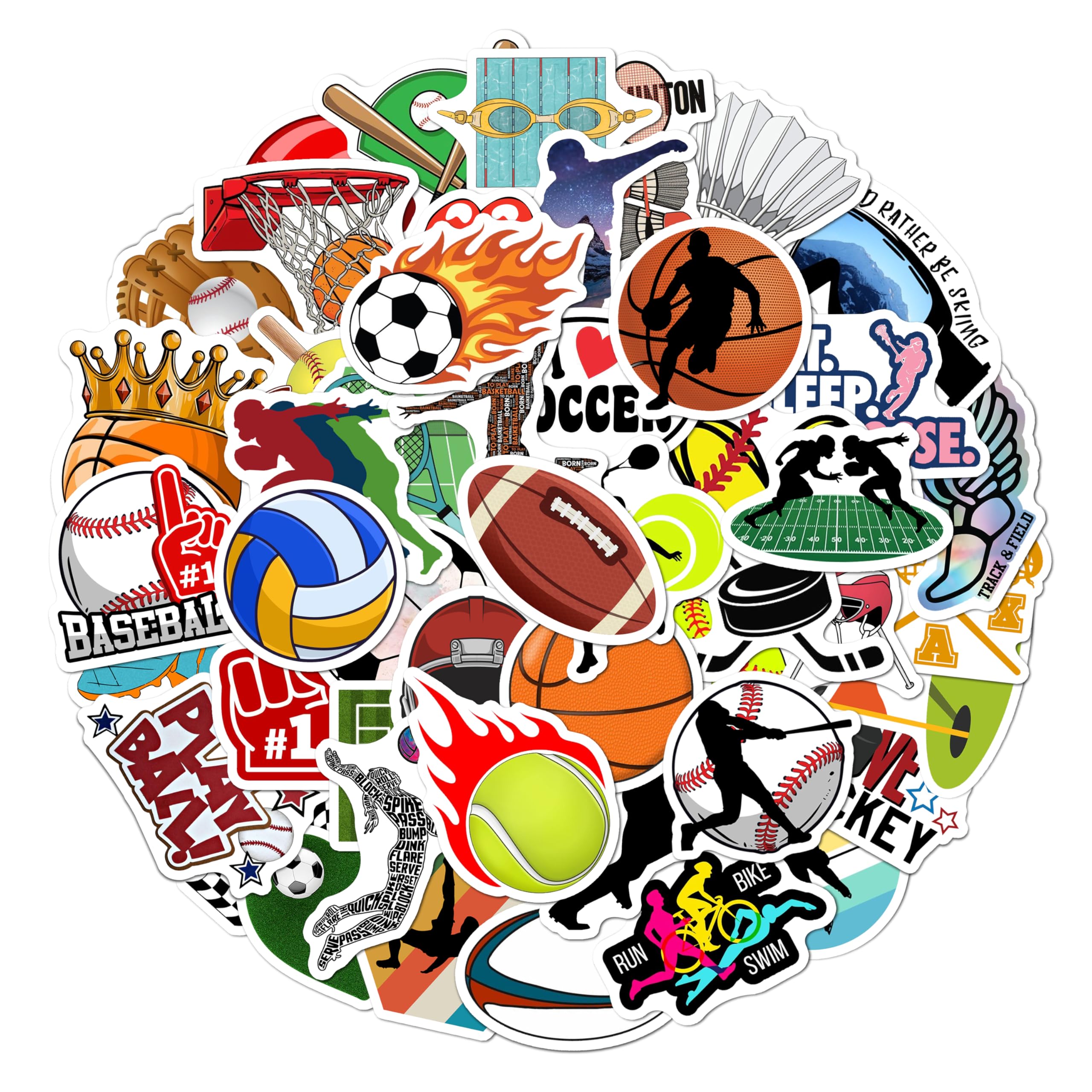 Amazon.com: BEATRI Sports Stickers 50Pcs Sports Vinyl Waterproof ...