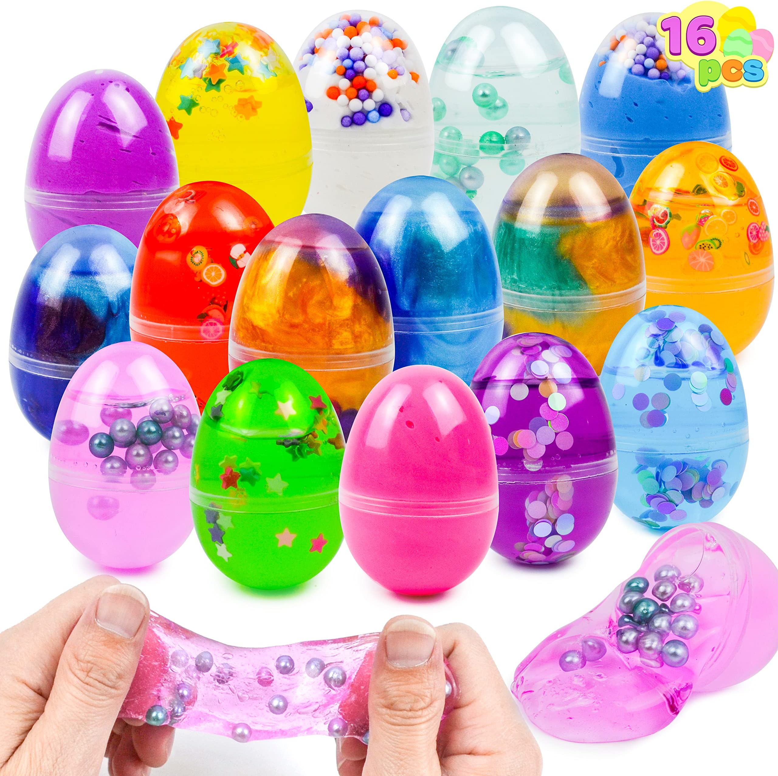 JOYIN 9 PCS Prefilled Slime Eggs with Crystal Slime and Cute Mini Resin ...