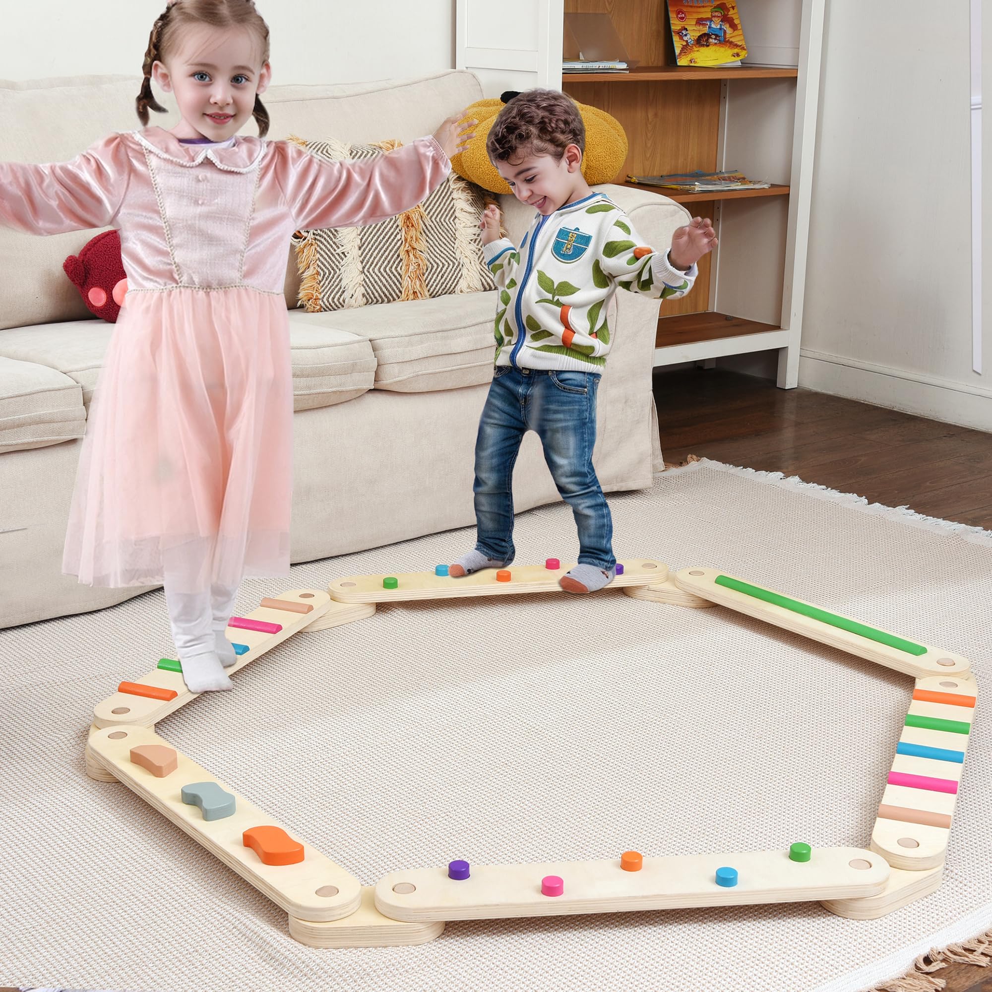 Snapklik.com : Balance Beam For Kids,Toddler Balance Beam,6PCS Wooden ...