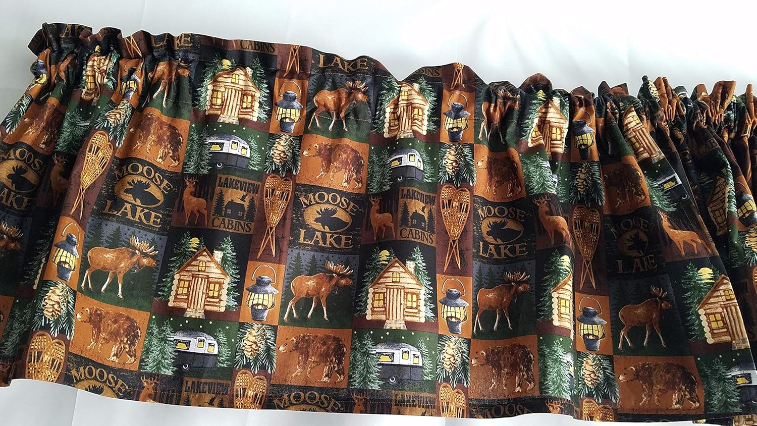 Amazon.com: Rustic Valance, Moose Lake Cabin Valance Curtains, Rustic ...