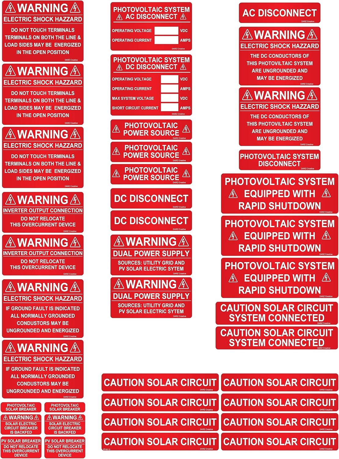 Amazon.com: PV Solar System Install Label Kit | 40 Pack | 2020 | 2017 ...