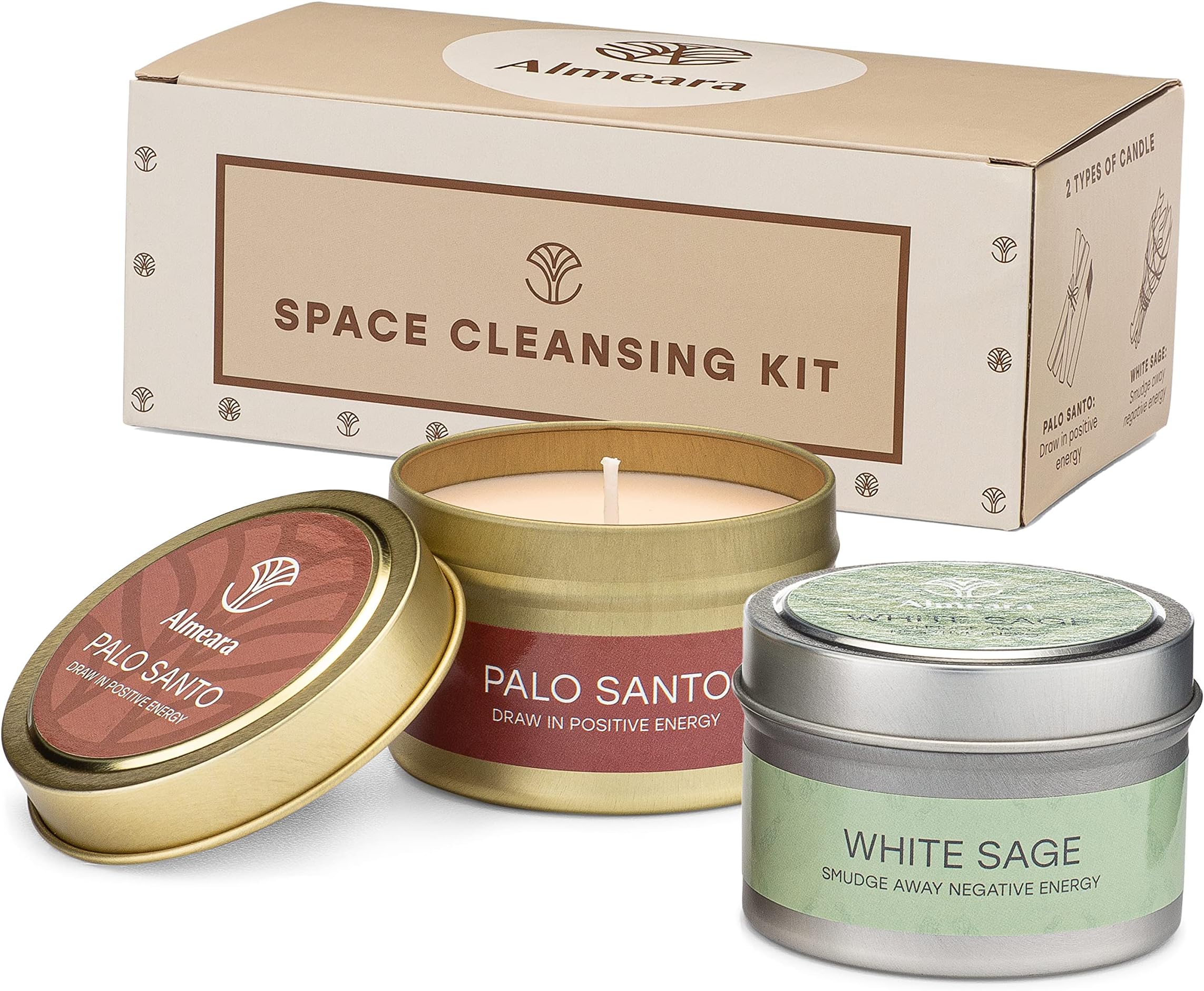 Amazon.com: JUNIPERMIST Palo Santo & White Sage Smudge Candle - Pure ...