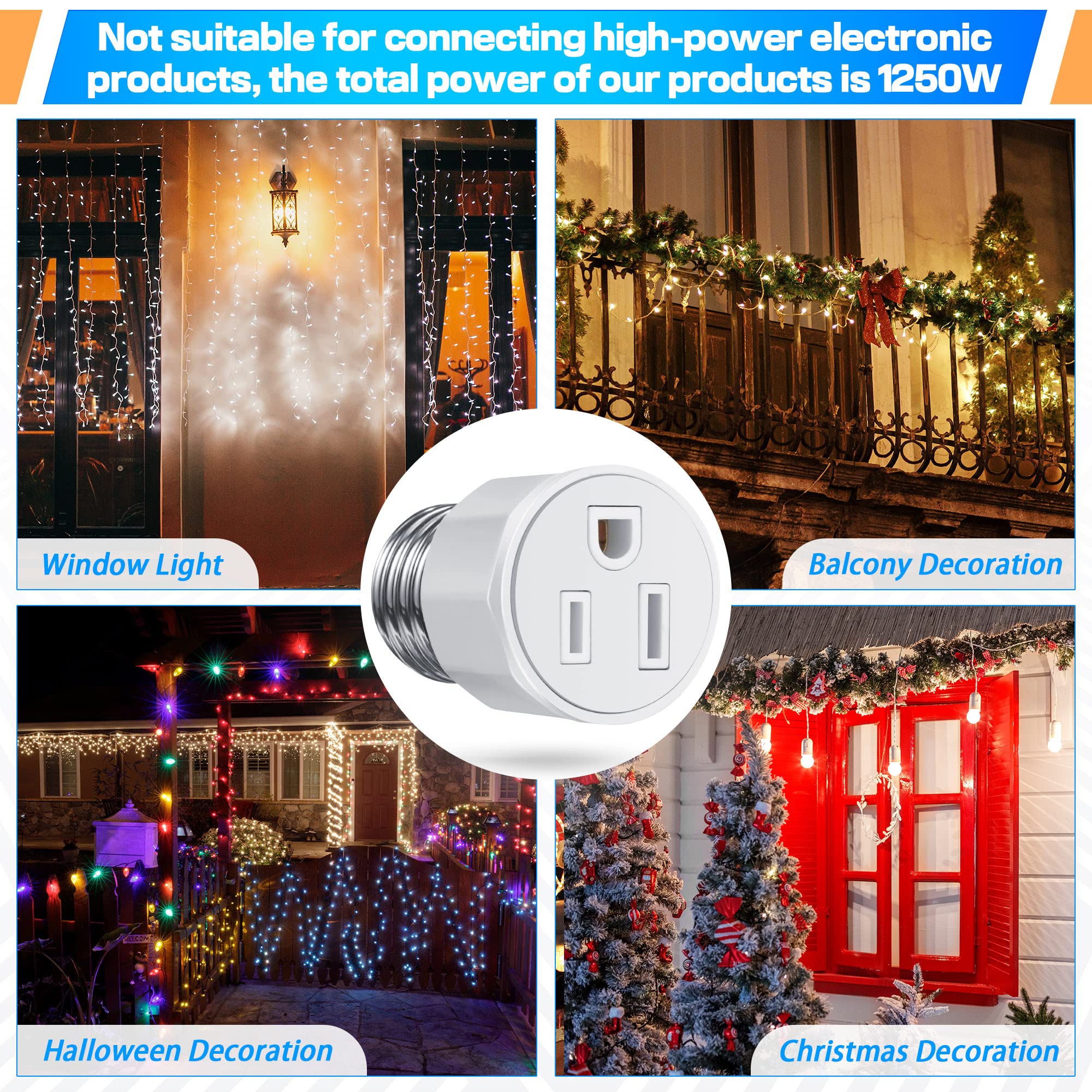 Snapklik.com : E26/ E27 3 Prong Light Bulb Socket Adapter, Polarized ...