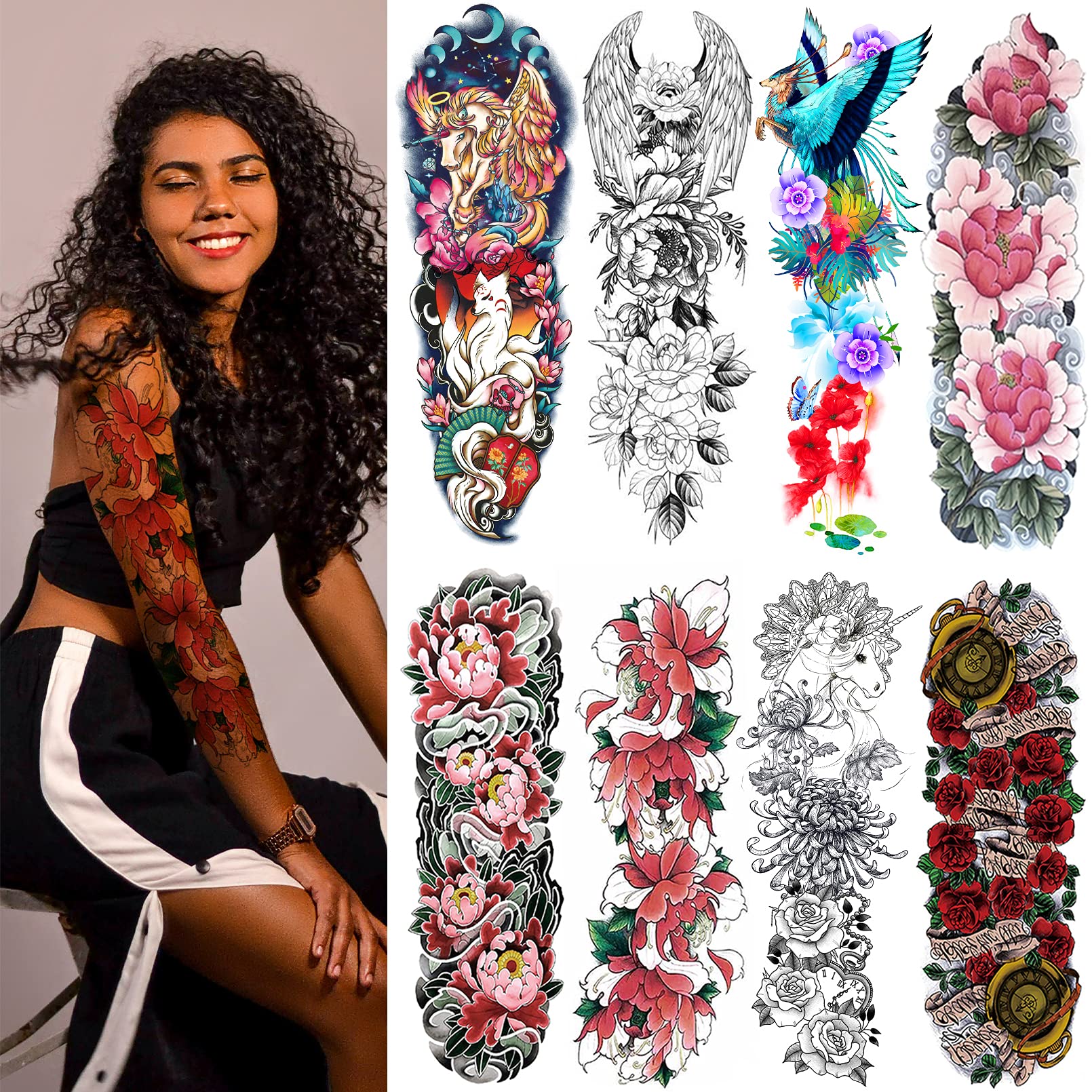 Buy Aresvns Temporary Tattoo for Women Teens Girls and Kids 8 Sheets ...