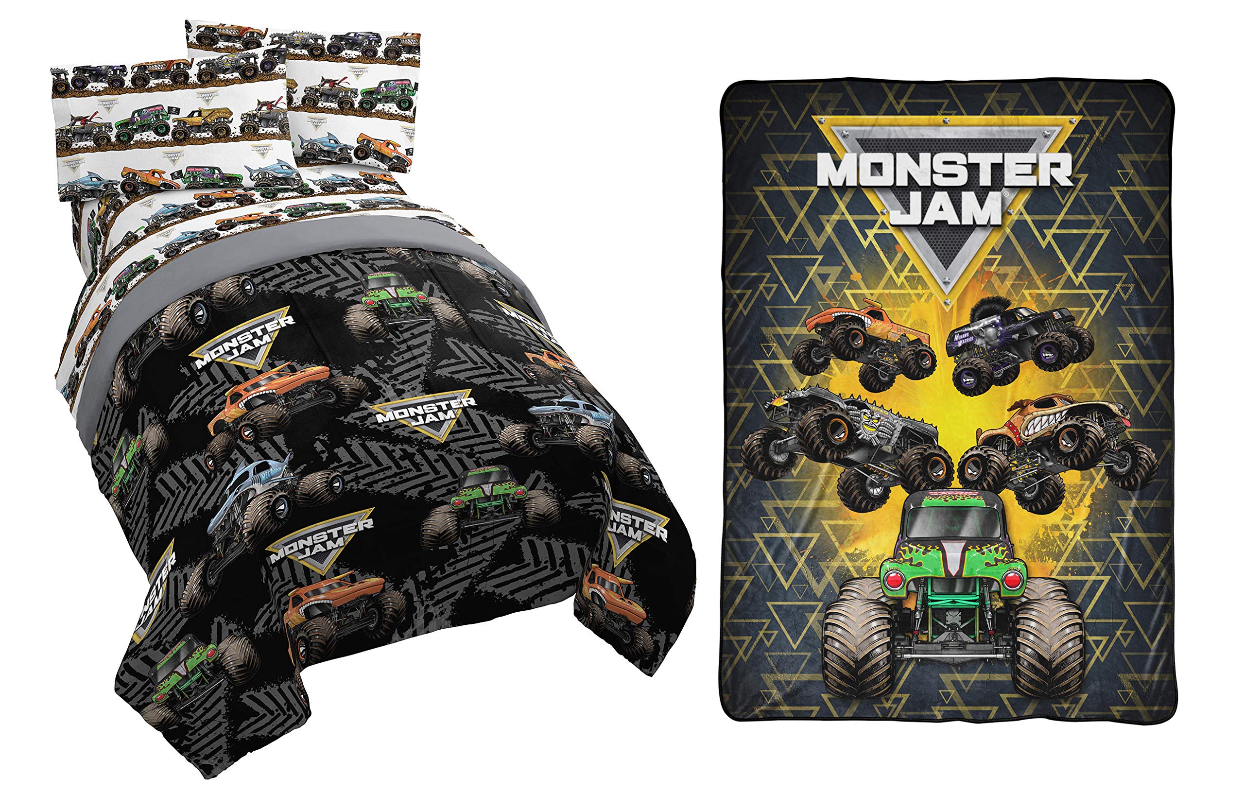Amazon.com: Jay Franco Monster Jam Tracks 6-Piece Queen Bedding Bundle ...
