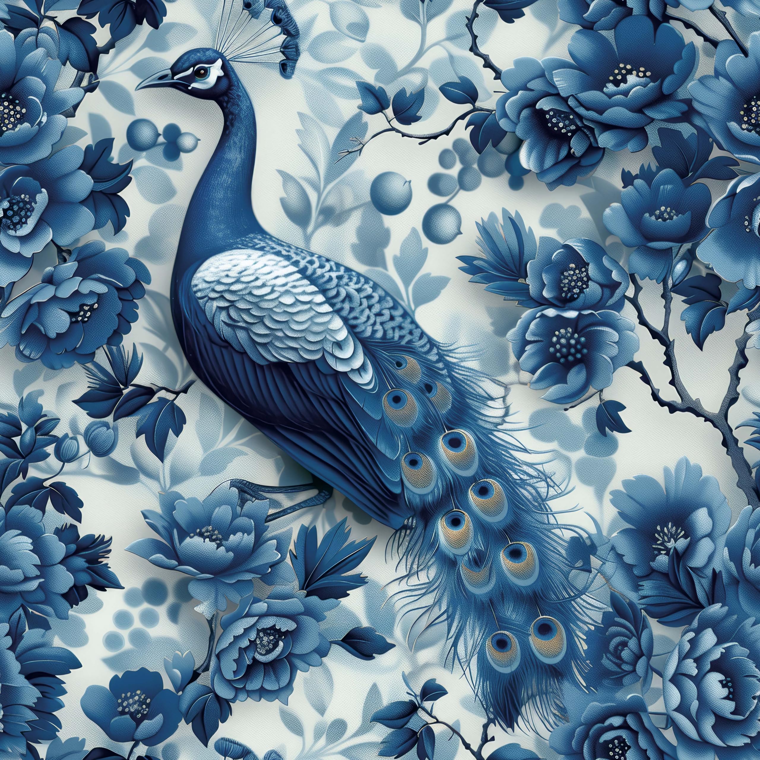 Amazon.com: FLFK Blue Peacock Wallpaper,Peel and Stick Wall Mural for ...