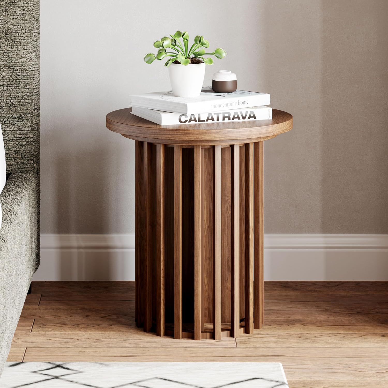 Amazon.com: POVISON Mid Century Modern Side Table, 17.72" Round Side ...