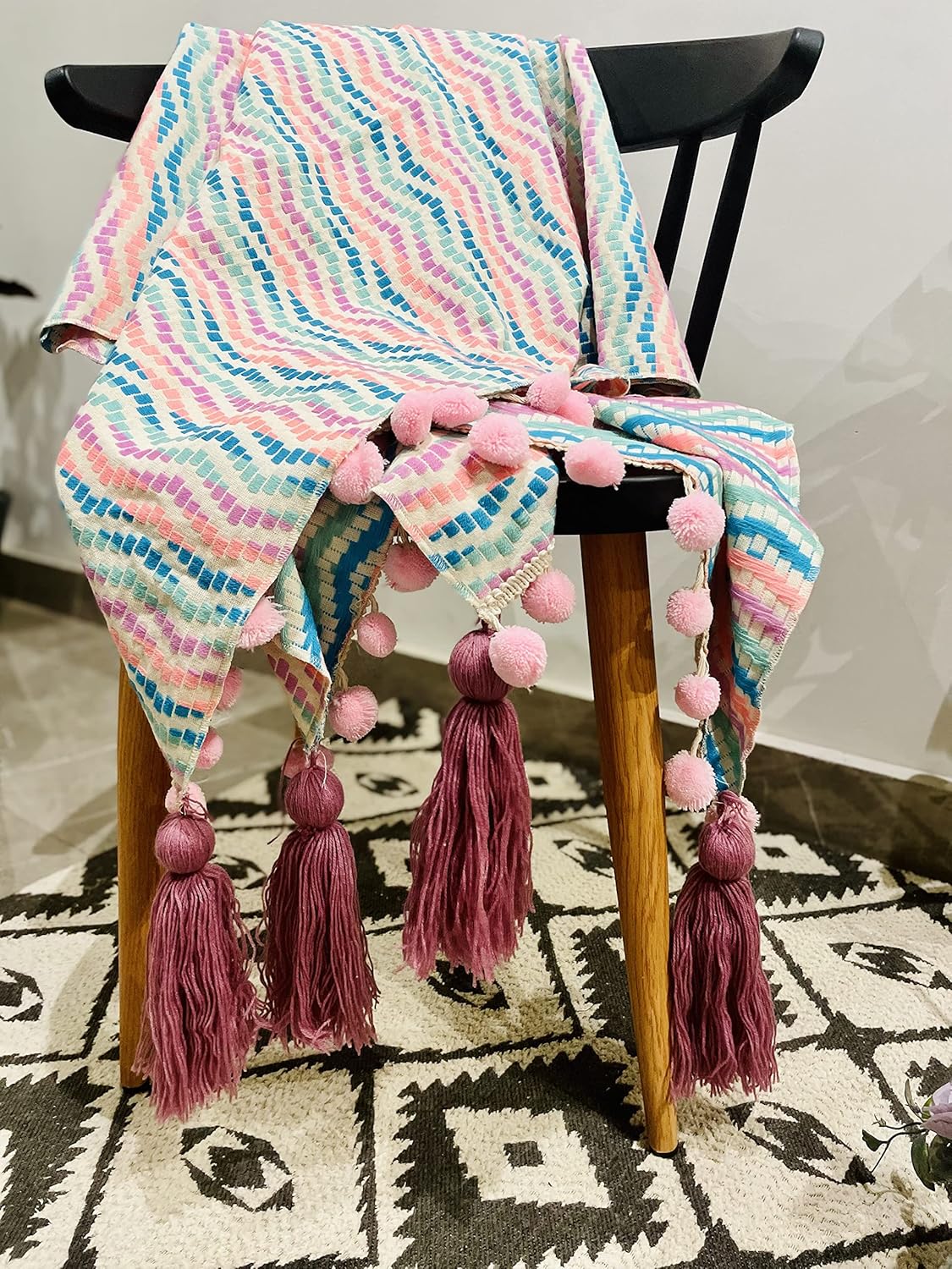 AWARD VELVETS Soft Cotton Sofa Throw | Light Weight Multicolor Throw ...