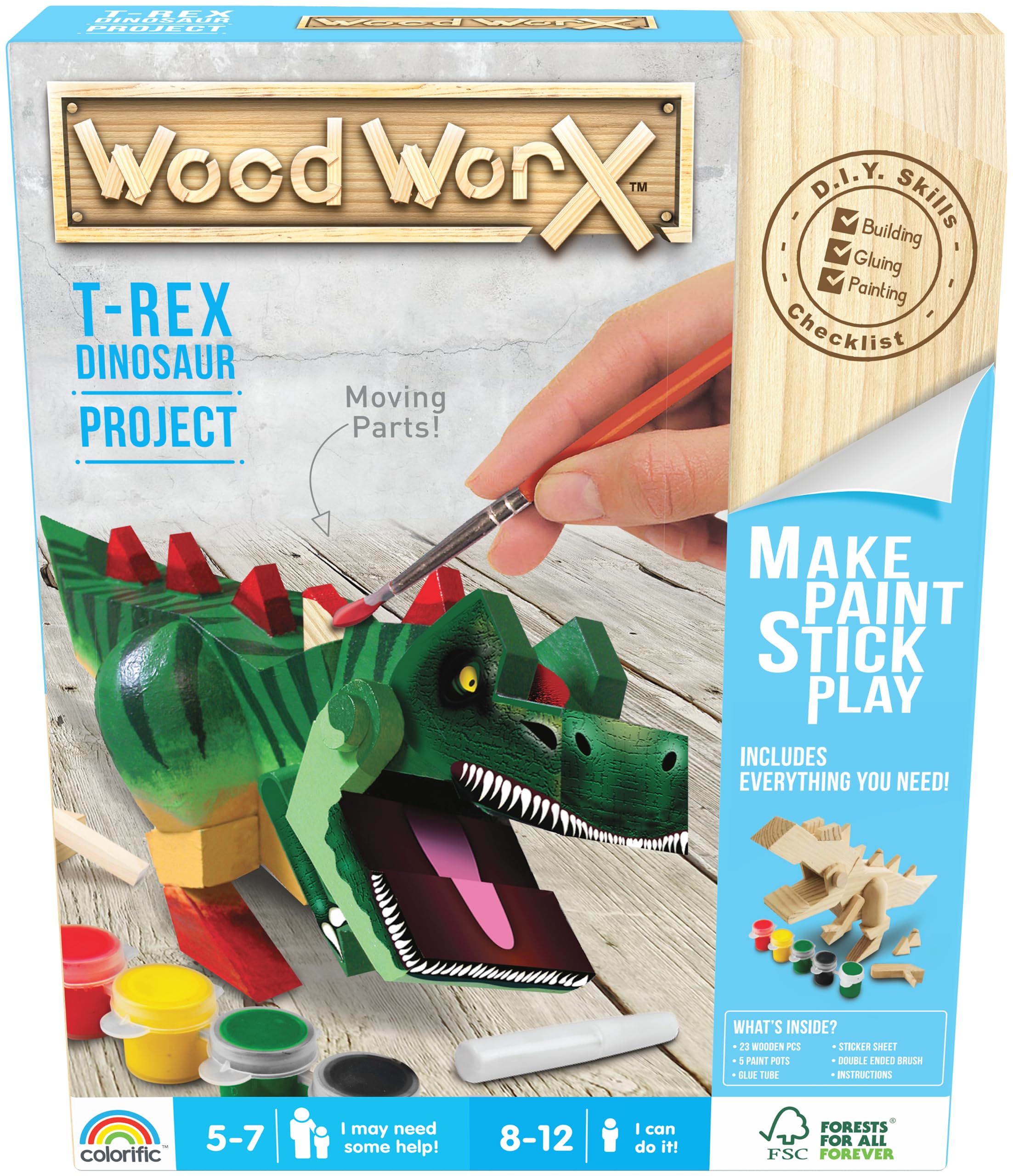 WoodWorX: T-Rex | 3D Wooden Model Kit | Build, Paint, Stick & Play ...