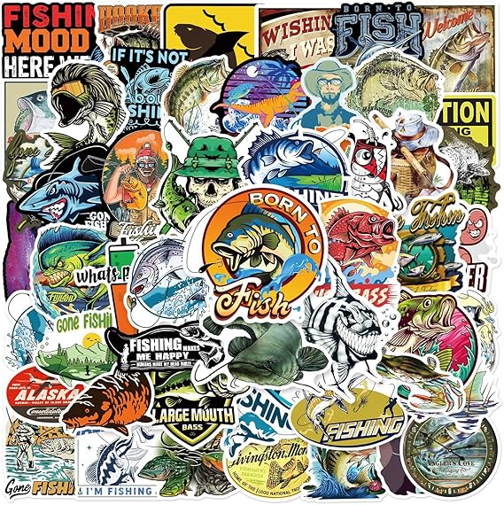 Amazon.com: ONESHAW 50Pcs Go Fishing Stickers Pack Waterproof Vinyl ...