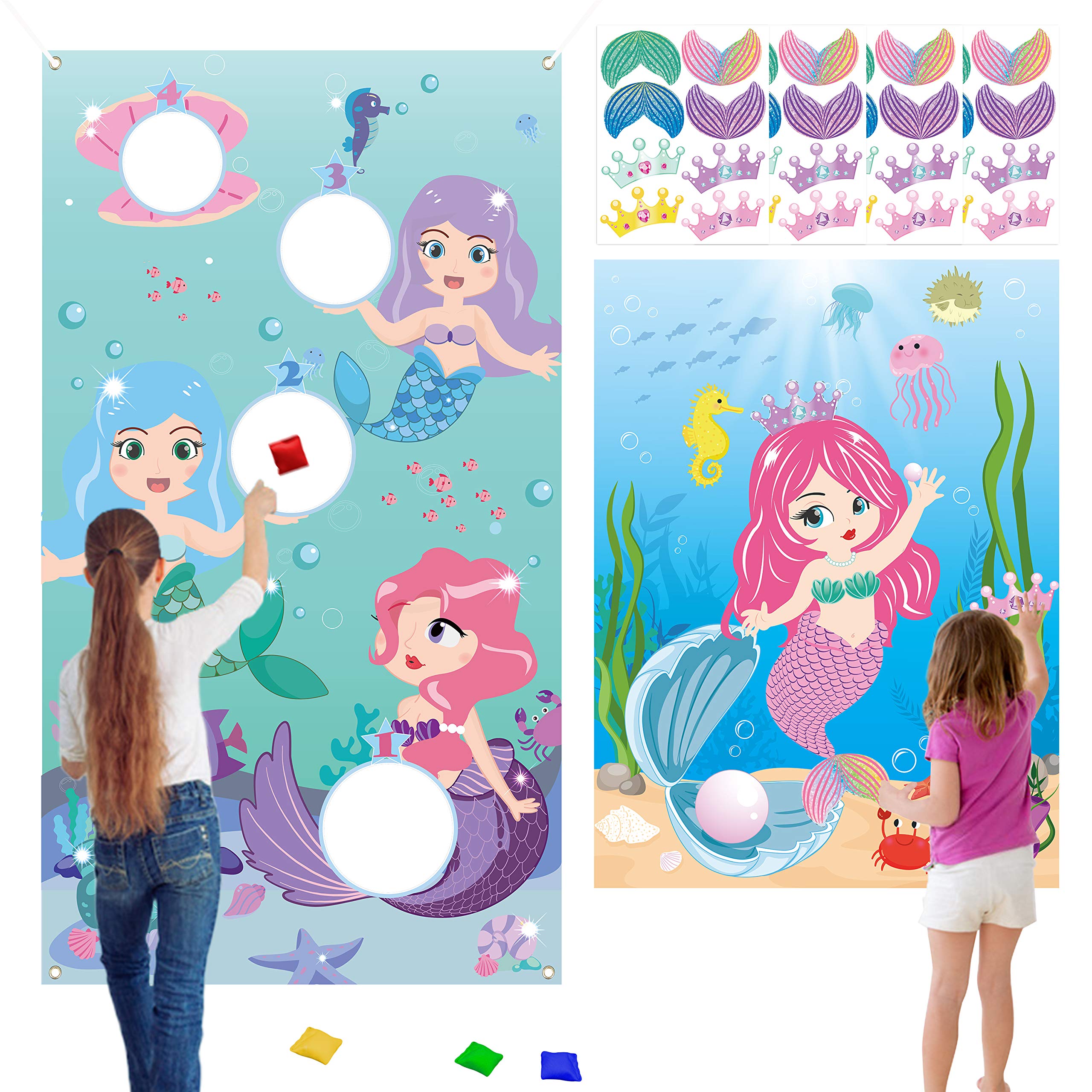 Buy WATINC Mermaid Toss Sticker Game with 4 Bean Bags and Sticker Game ...