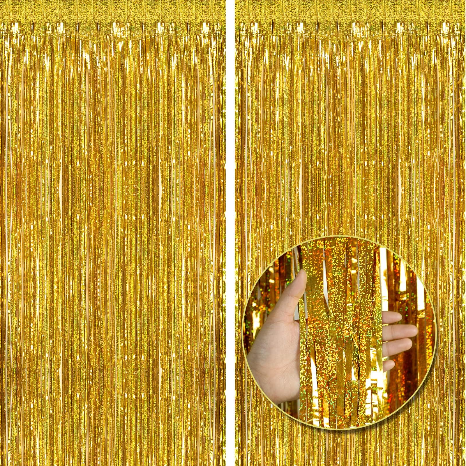 Amazon.com : FOTIOMRG 2pcs Gold 3.3ft x 8.3ft Polyester Backdrop, Foil ...