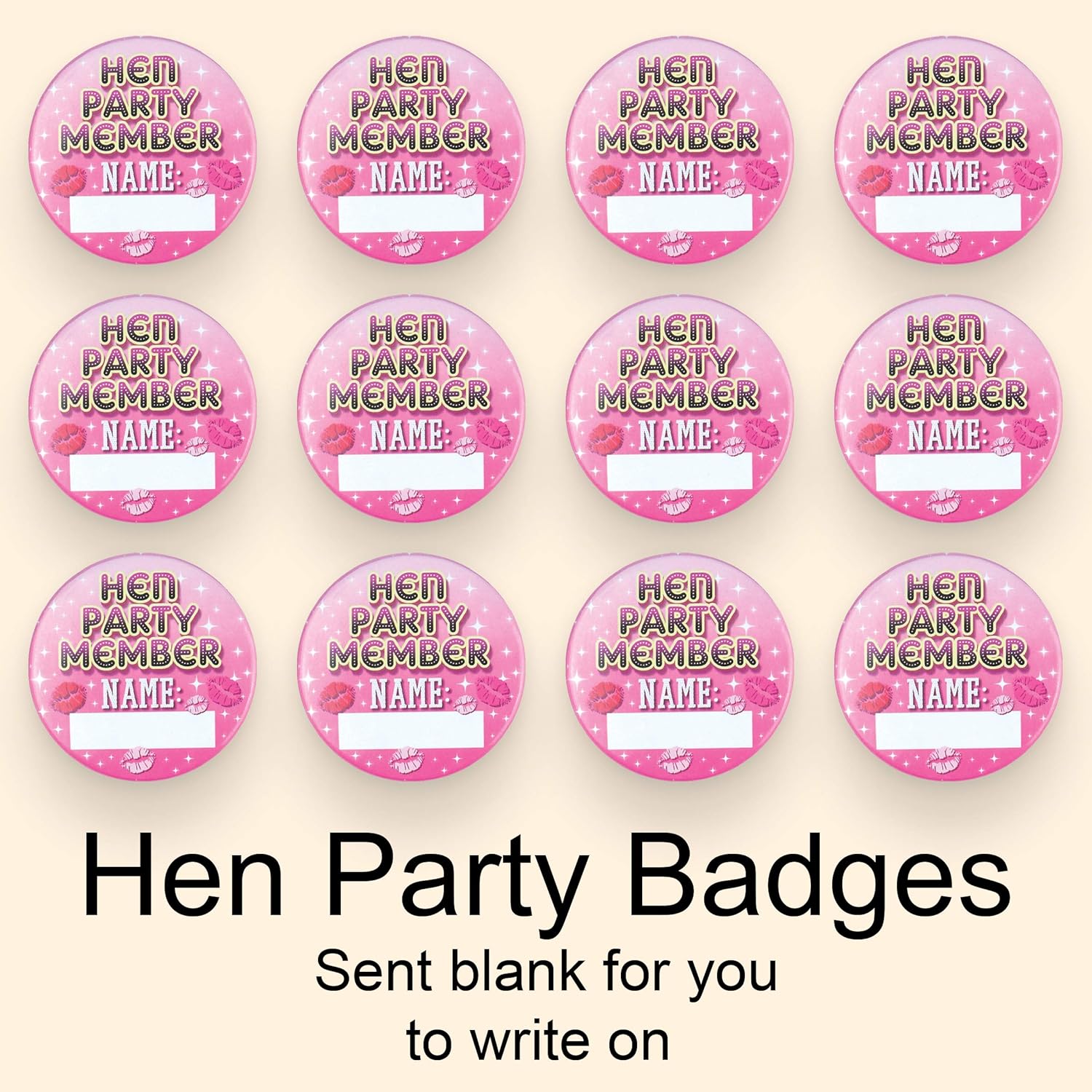 18 x Hen party badges ideal for any Hen Party- personalised yourself ...