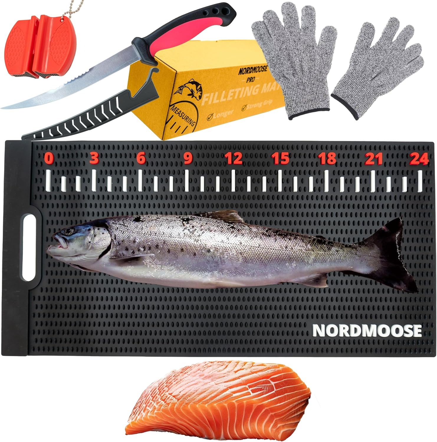 Amazon.com: Fish Fillet Mat with Fish Ruler Decal and Fillet Knife ...