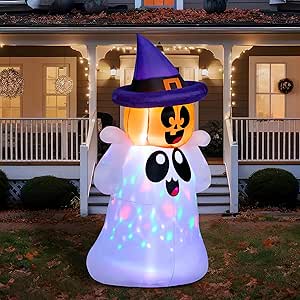 Amazon.com: Joiedomi 5 FT Tall Halloween Inflatable Ghost with Pumpkin Head and Build-in ...