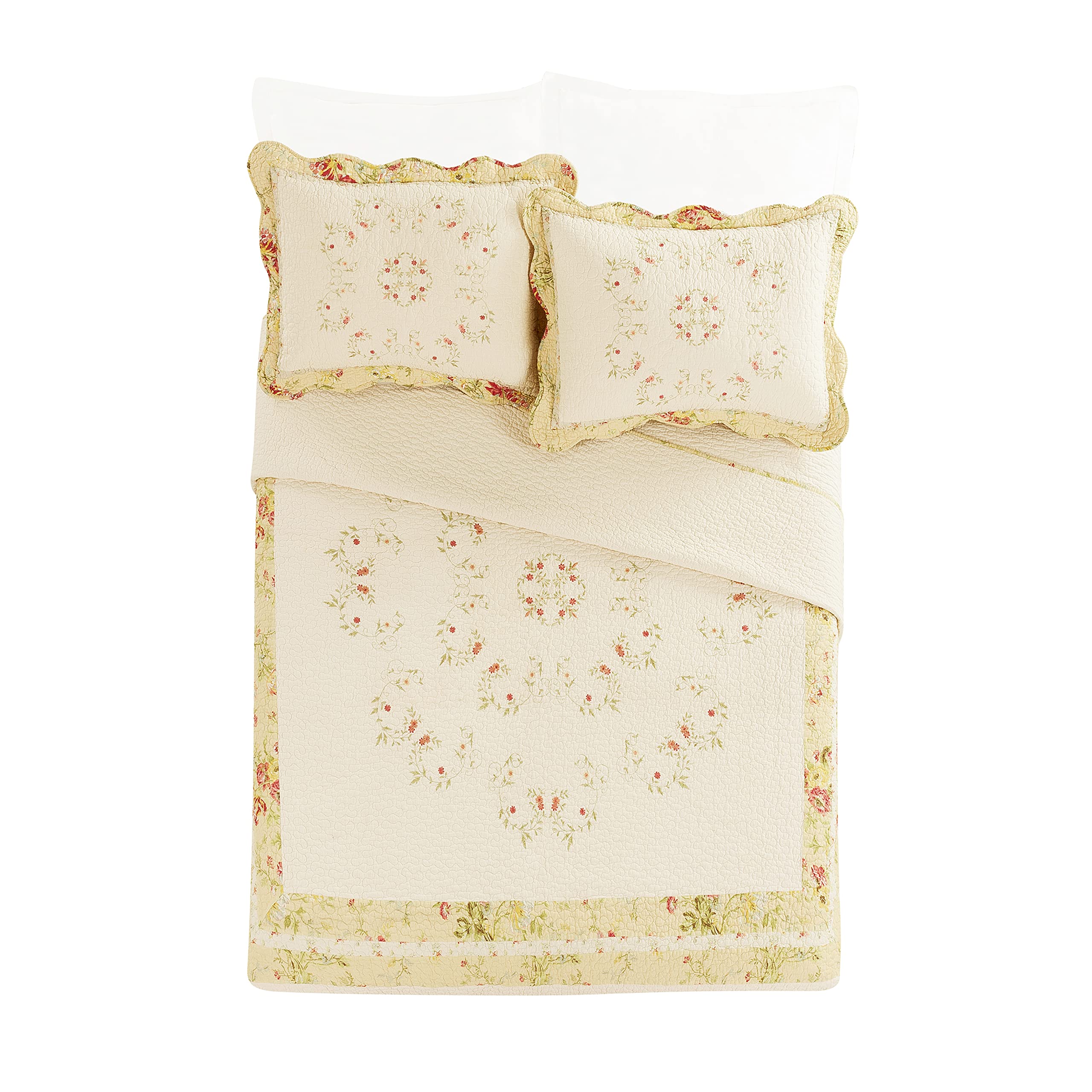 Mary Janes Farm Prairie Bloom Bedspread, Queen, Yellow/Pink