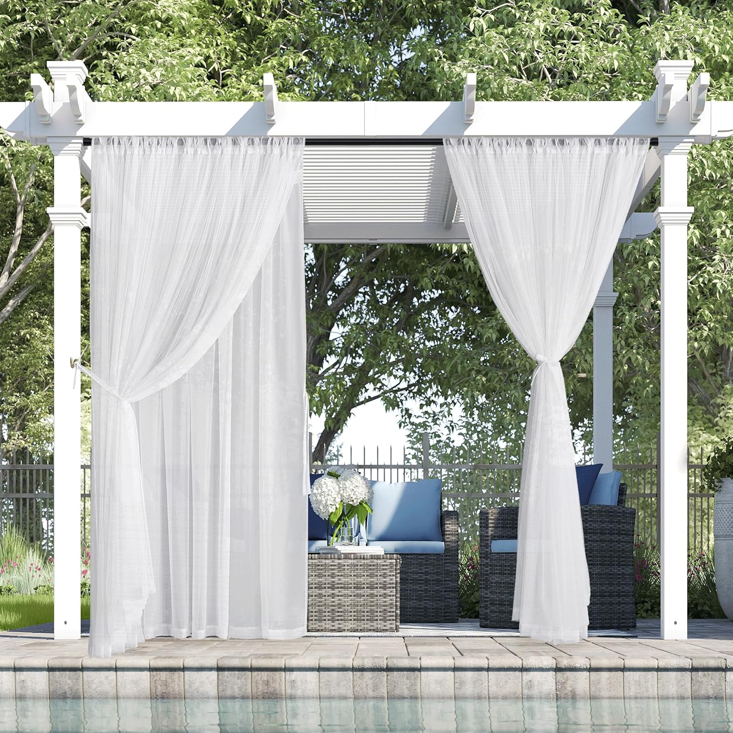 Amazon.com: RYB HOME Outdoor Sheer Curtains for Patio, 2 Layer Voile ...