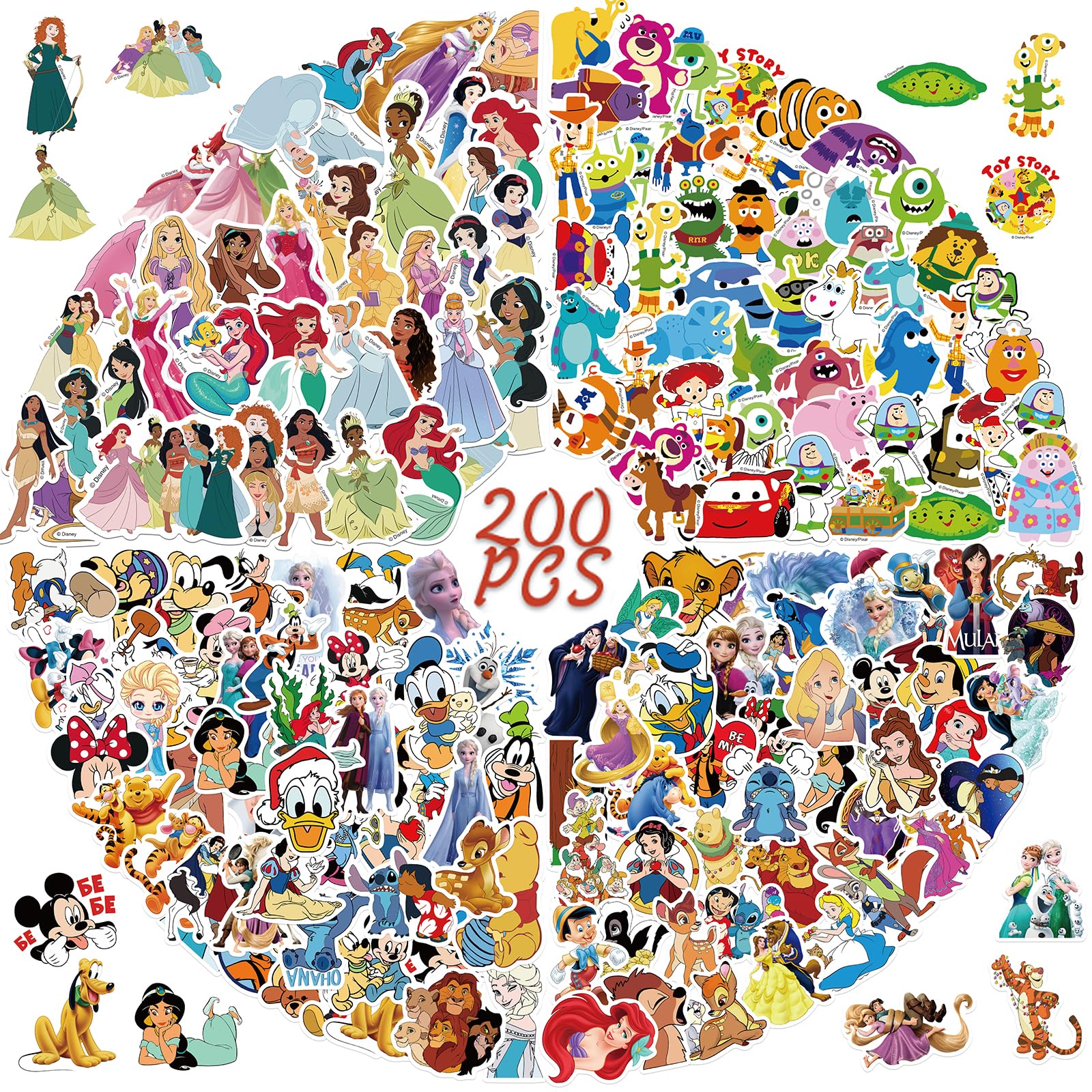 Amazon.com: 200Pc Princess Sticker for Kids,Water Bottle Stickers for ...