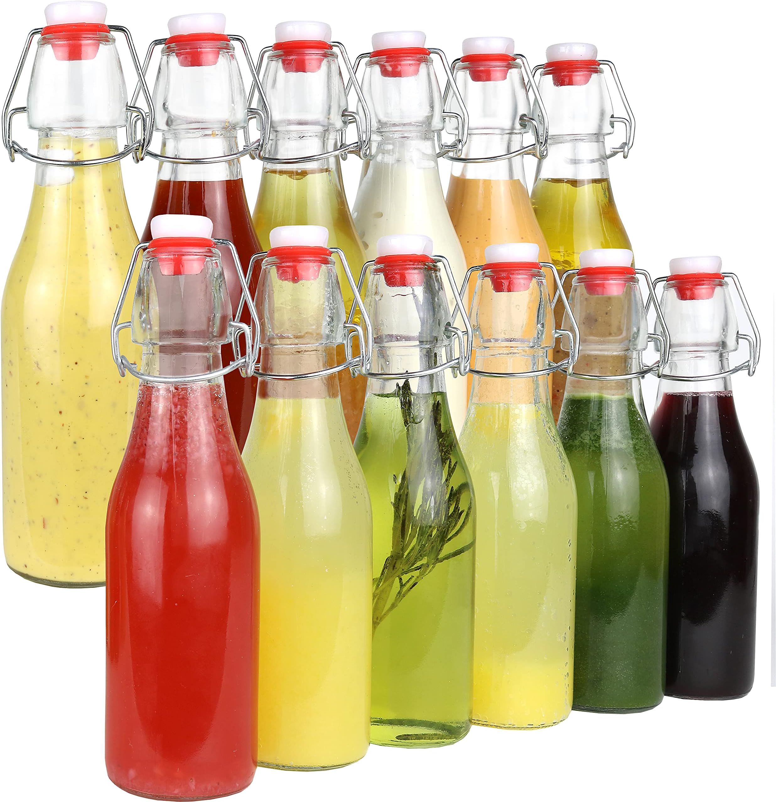 Amazon.com: Tebery 15 Pack Flip Top Round Glass Bottles with Leak Proof ...