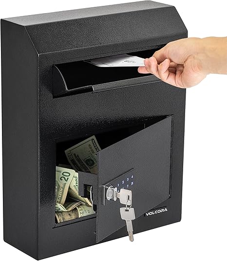Volcora Key Drop Box with Lock, Drop Slot Depository Safe Box Digital ...