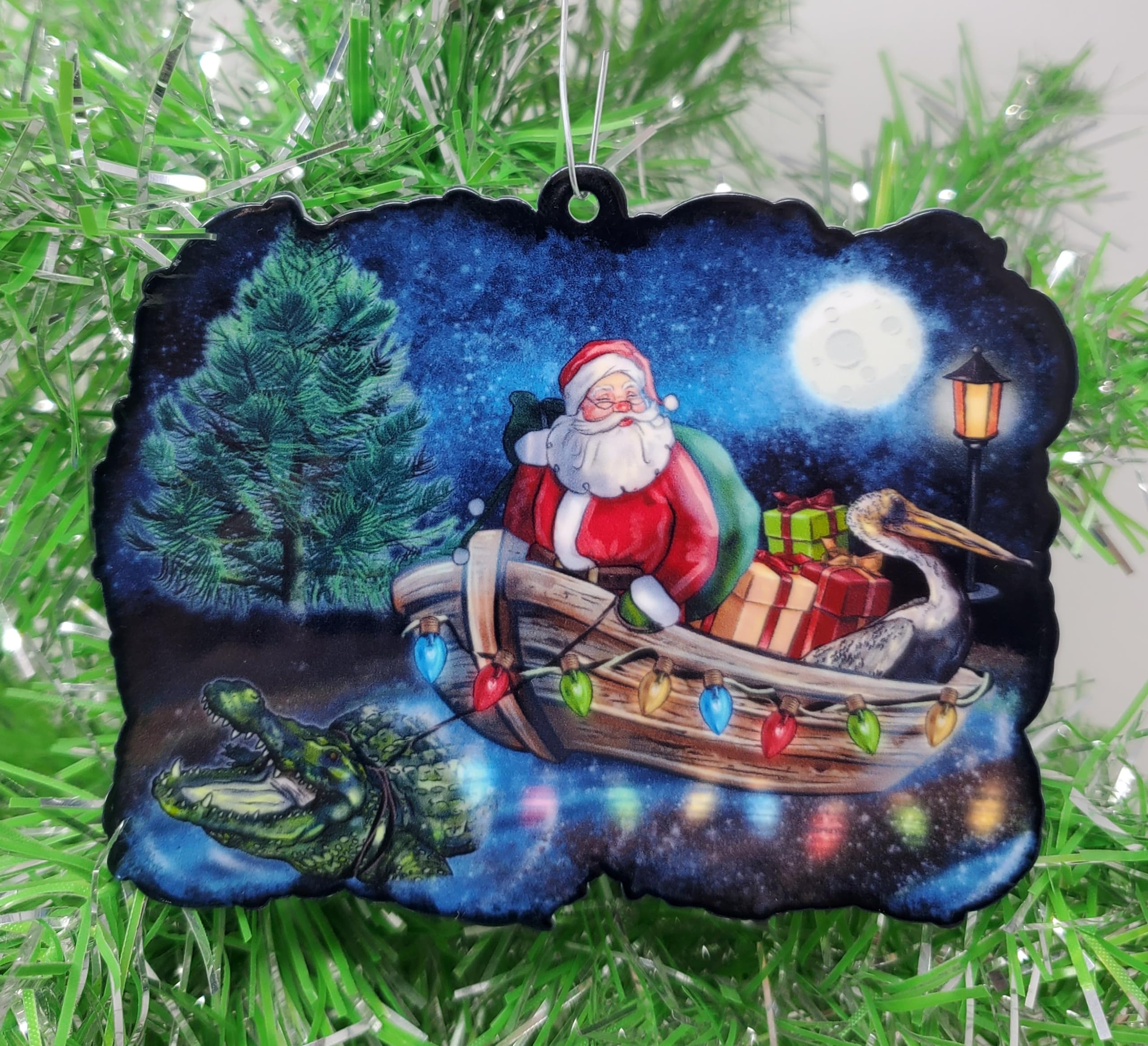 Amazon.com: Bayou Santa Claus Ornament with Swamp Alligator Reindeer ...