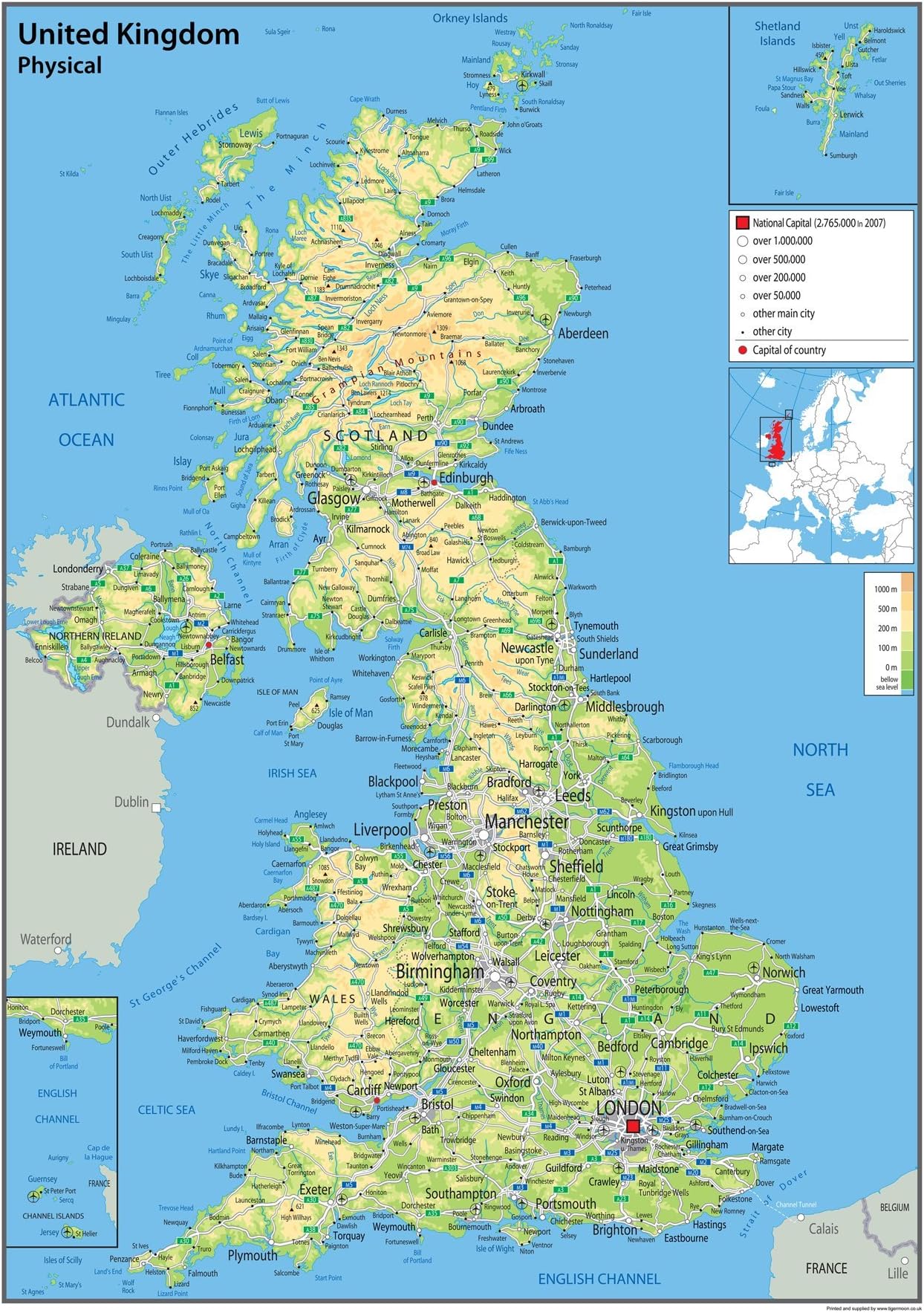 Road Map of the UK - Size A0-84.1 x 118.9cm - Paper Laminated : Amazon ...