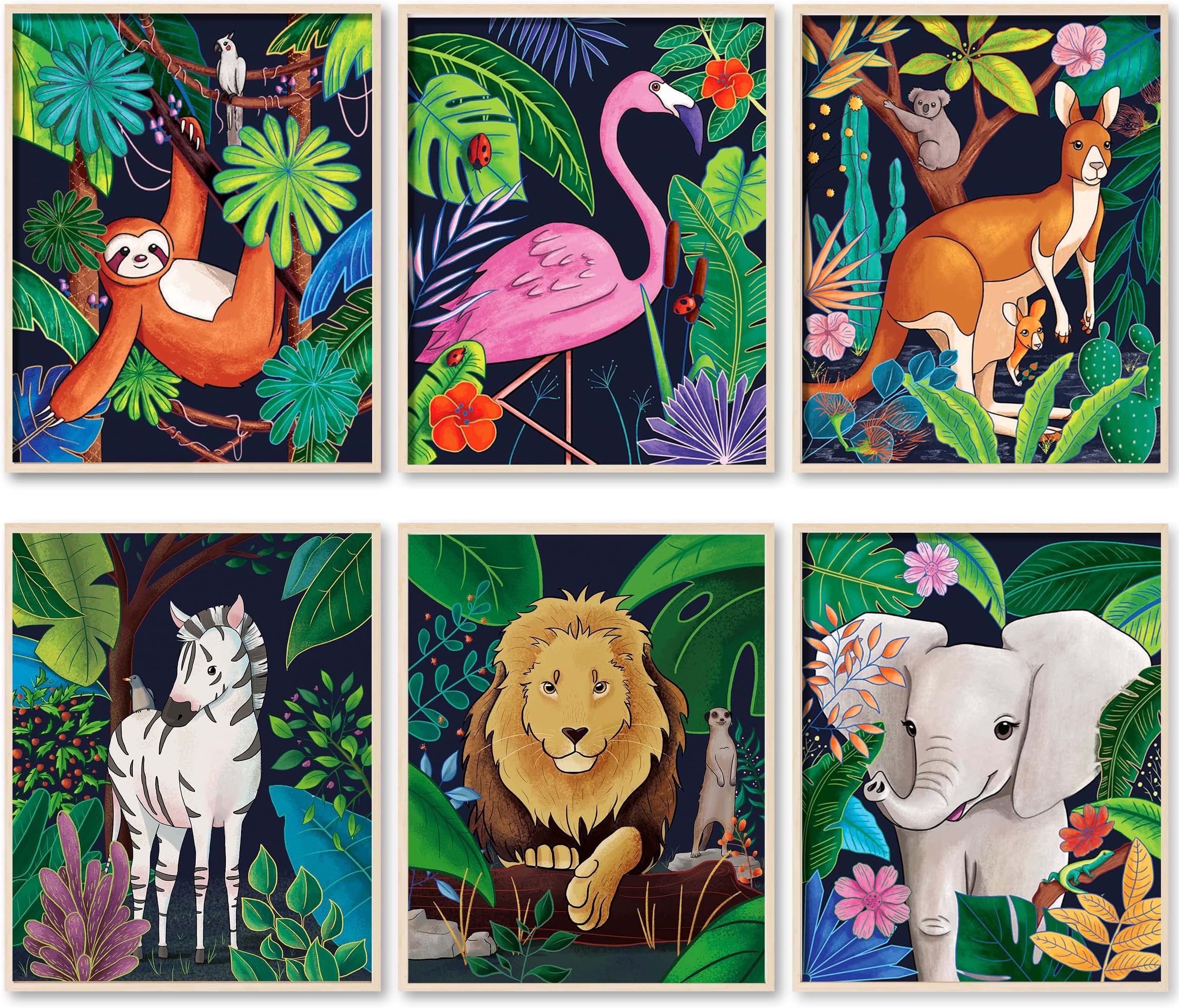 Amazon.com: Woodland Safari Jungle Animal Poster,Boys Room Decor ...