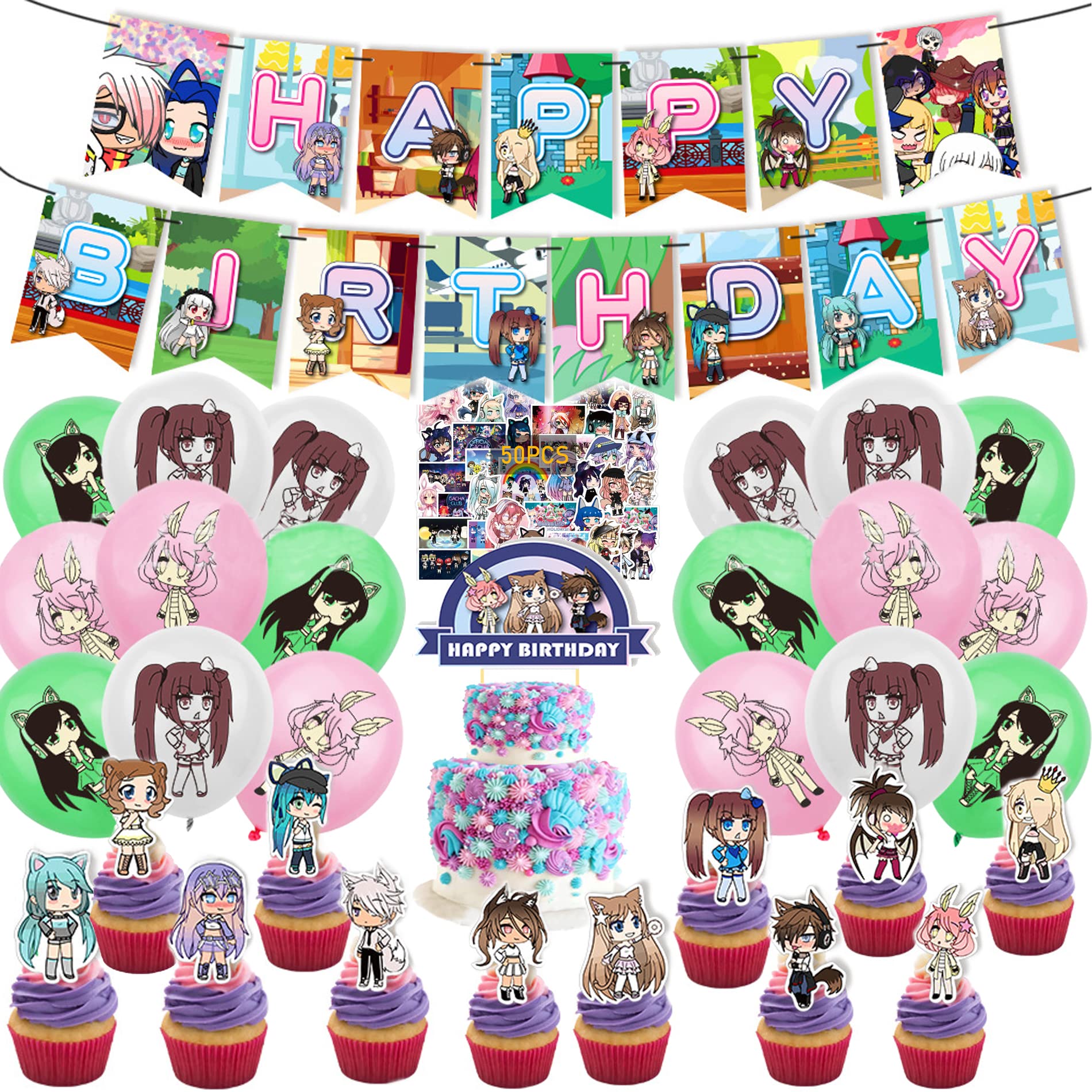 Buy Alitaver Gacha life Themed Birthday Party Decorations,82pcs Gacha ...