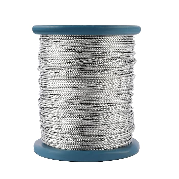 Buy Houseables Steel Cable, Wire Rope, 500 Feet, 1/16” OD Thickness ...
