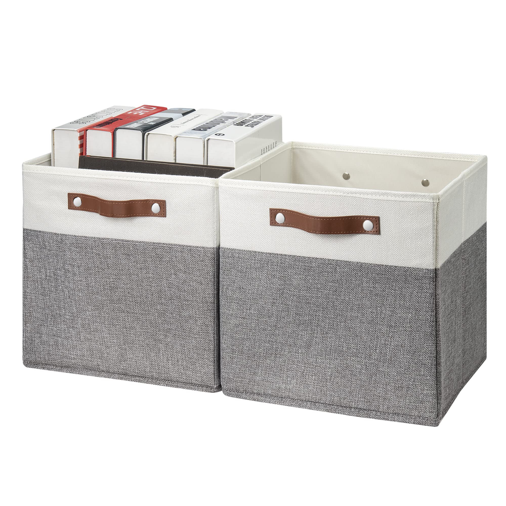 Amazon.com: Lonian Set of 2 Foldable Cotton Flax Storage Boxes Bins ...
