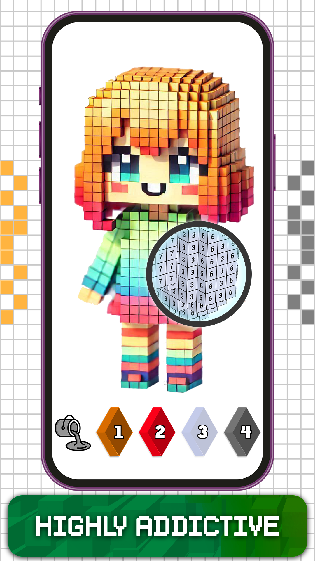 Girls 3D Color by Number-Voxel Coloring Book Pages - App on Amazon Appstore