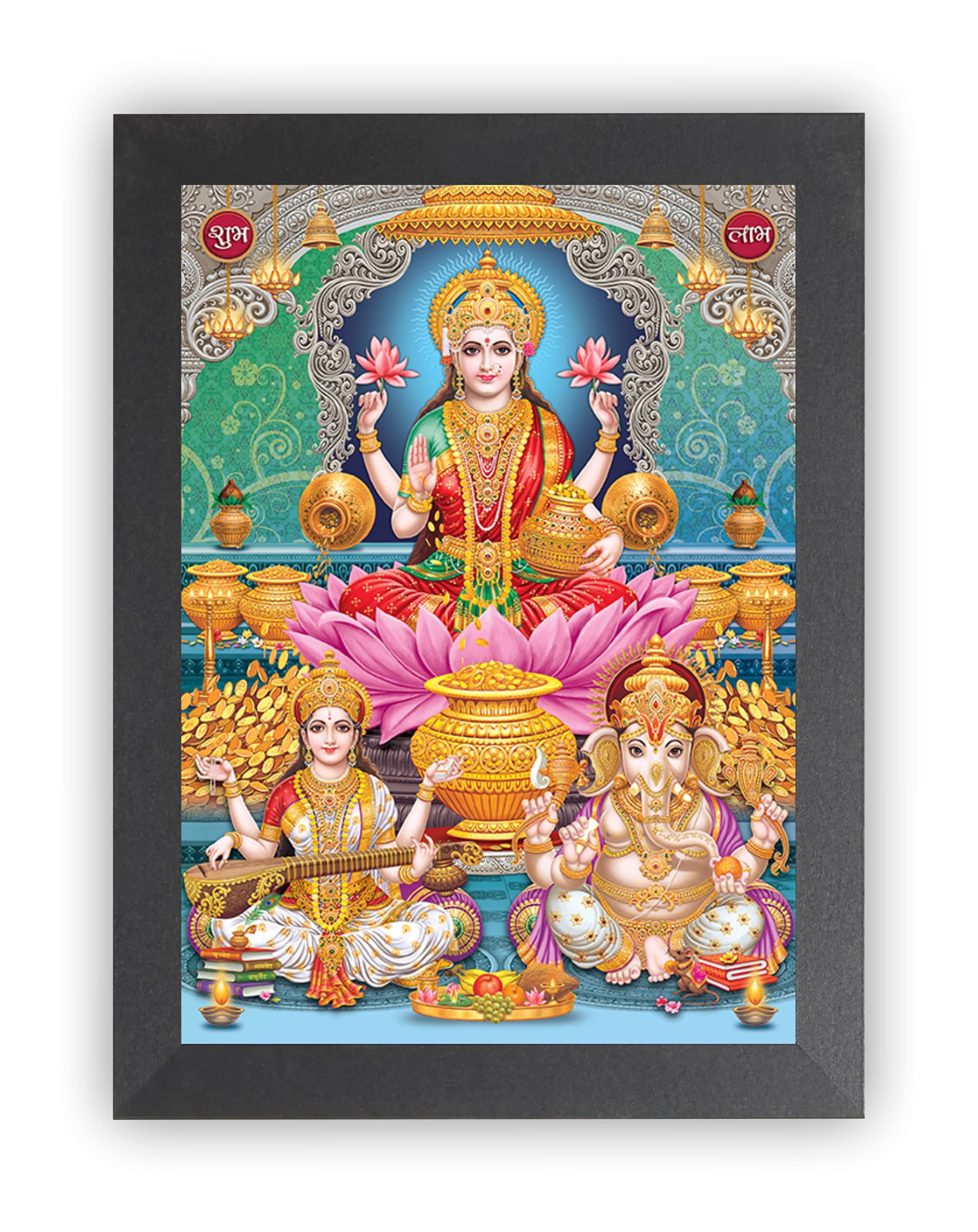 Goddess Lord Mahalakshmi Ganeshji Hd Photo Frame Laxmiji Photo Frame ...