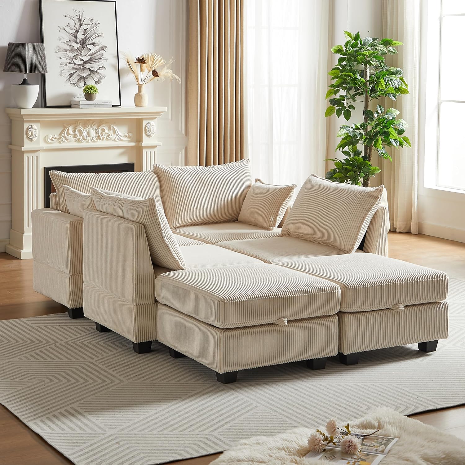 Amazon.com: Verfur U/L Shaped Reversible Modular Sectional Couch with ...