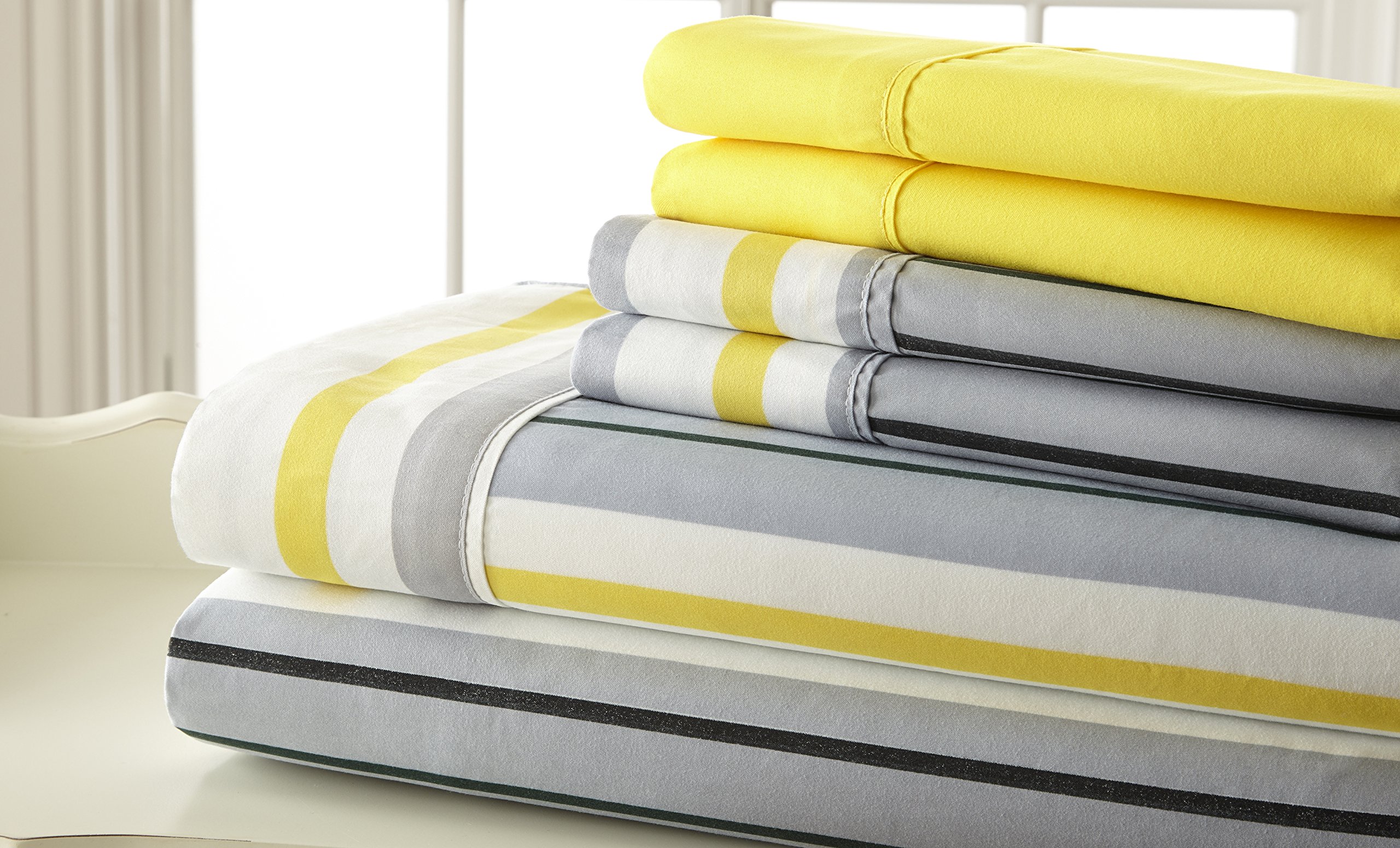 Amazon.com: Spirit Linen home Full Size Bed Sheets Set - 6PC Striped ...