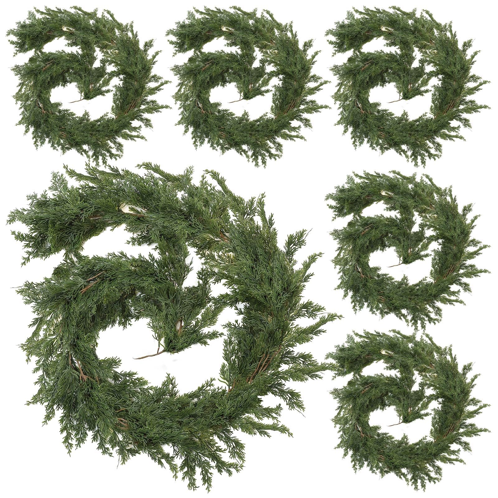 Amazon.com: Crowye 6 Pcs 9ft Christmas Cedar Garland Artificial Pine ...