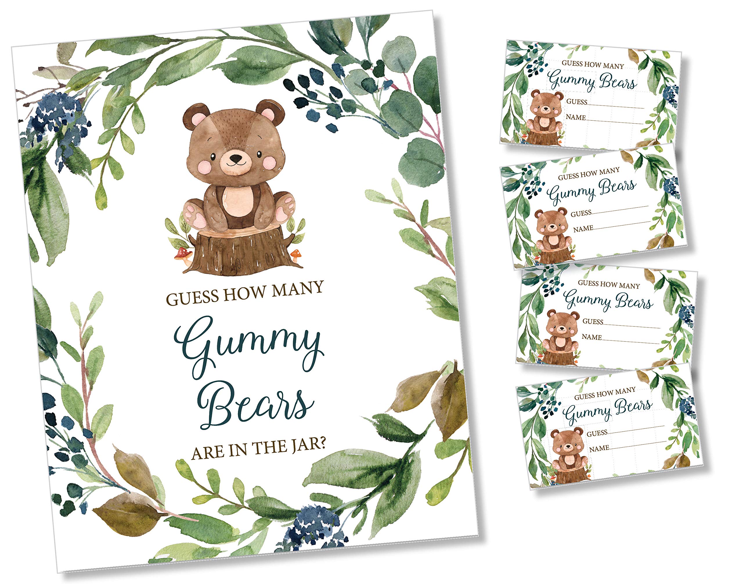 Baby Shower Games 50 Guess How Many Gummy Bears Cards With Sign ...