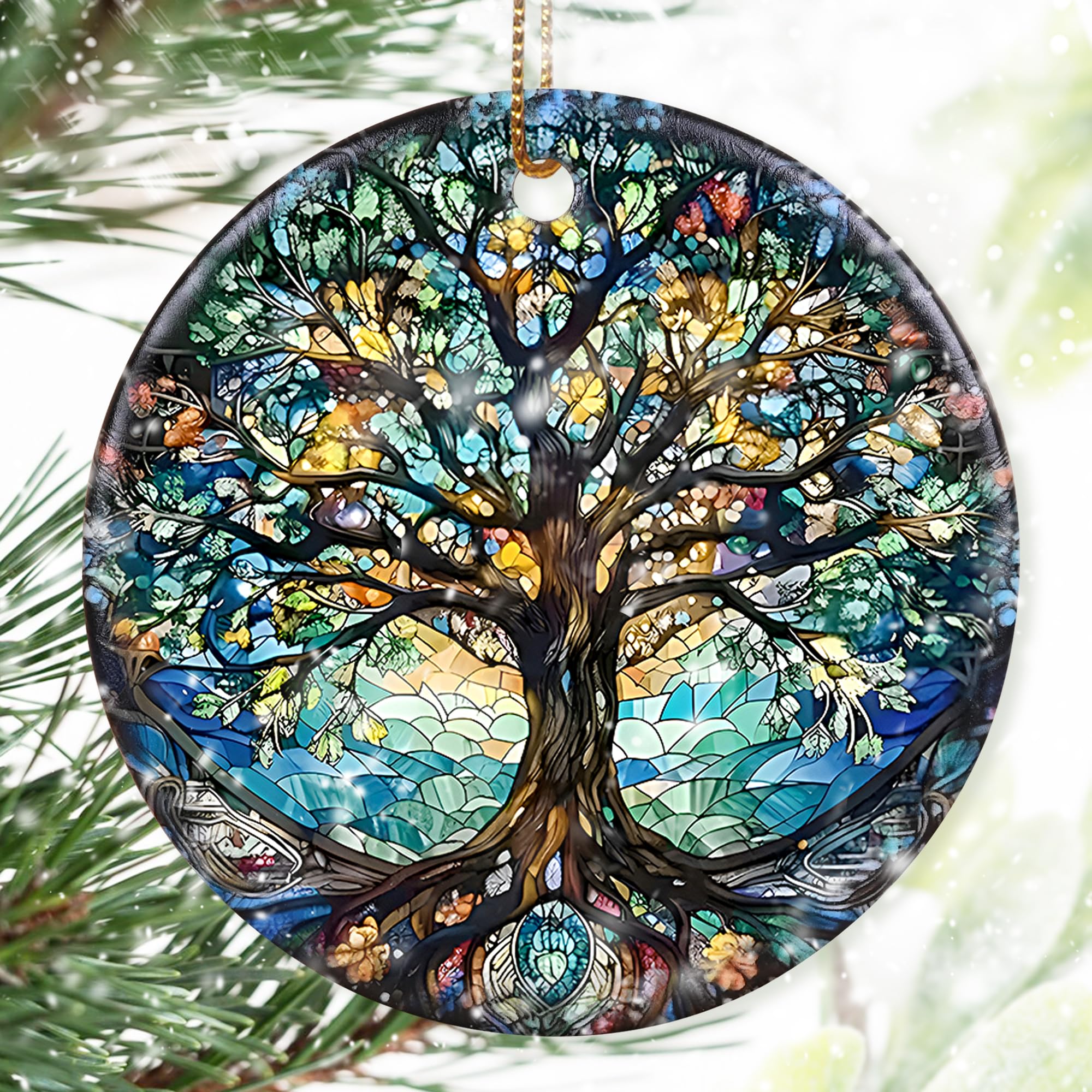 Amazon.com: Dodosky Colorful Ceramic Tree of Life Christmas Ornament ...