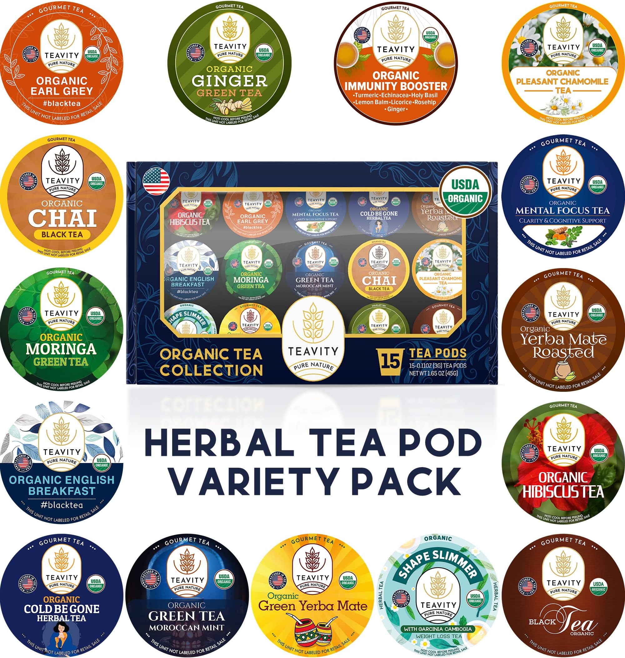 Amazon.com: Organic Tea Pods Variety Pack - Assorted Sampler Pack ...