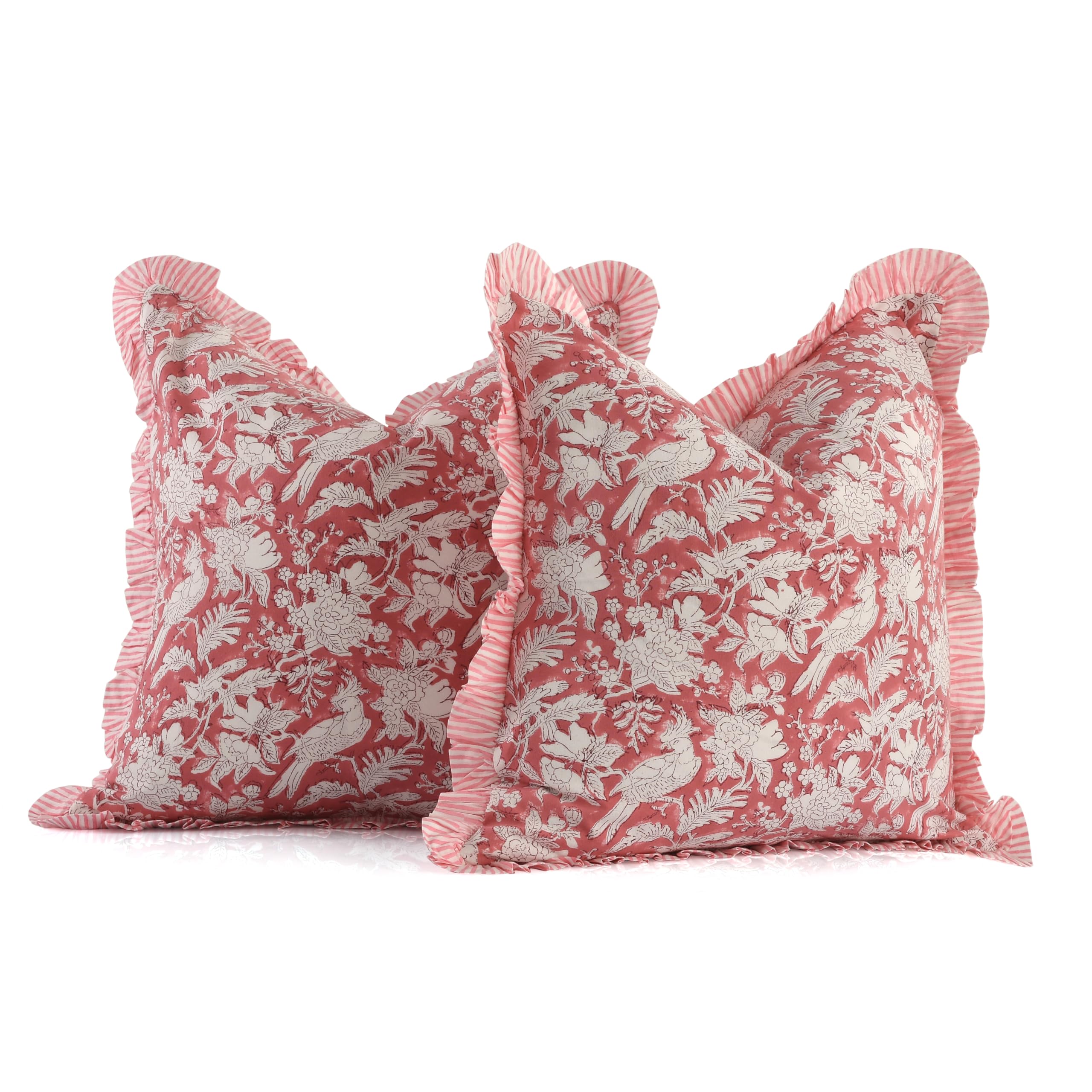 Amazon.com: CPC Ruby Red Ruffle Throw Pillow Covers for Couch, 18x18 ...