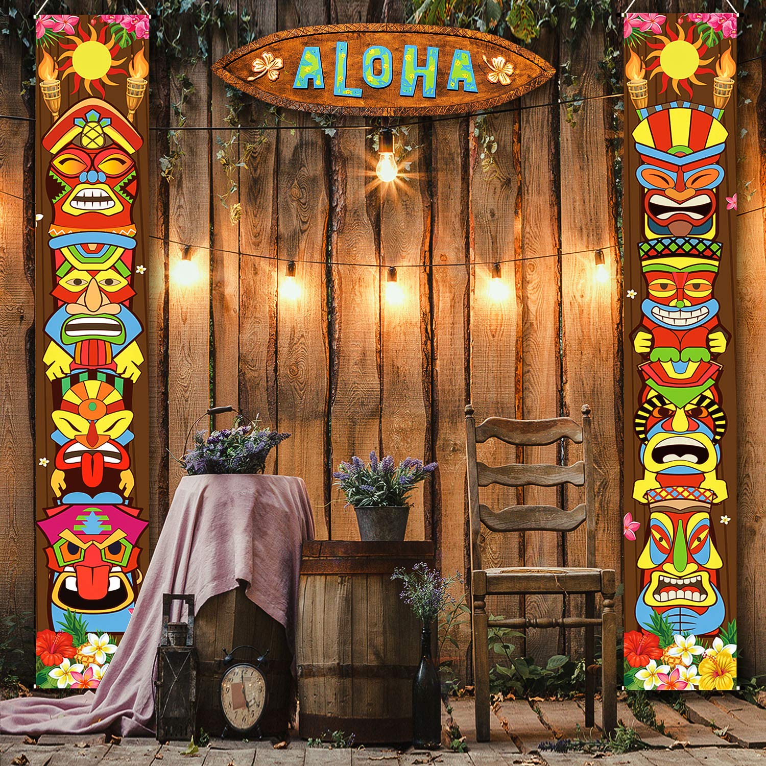 Buy Hawaiian Luau Party Decoration Tiki Porch Banner Welcome Aloha Sign ...