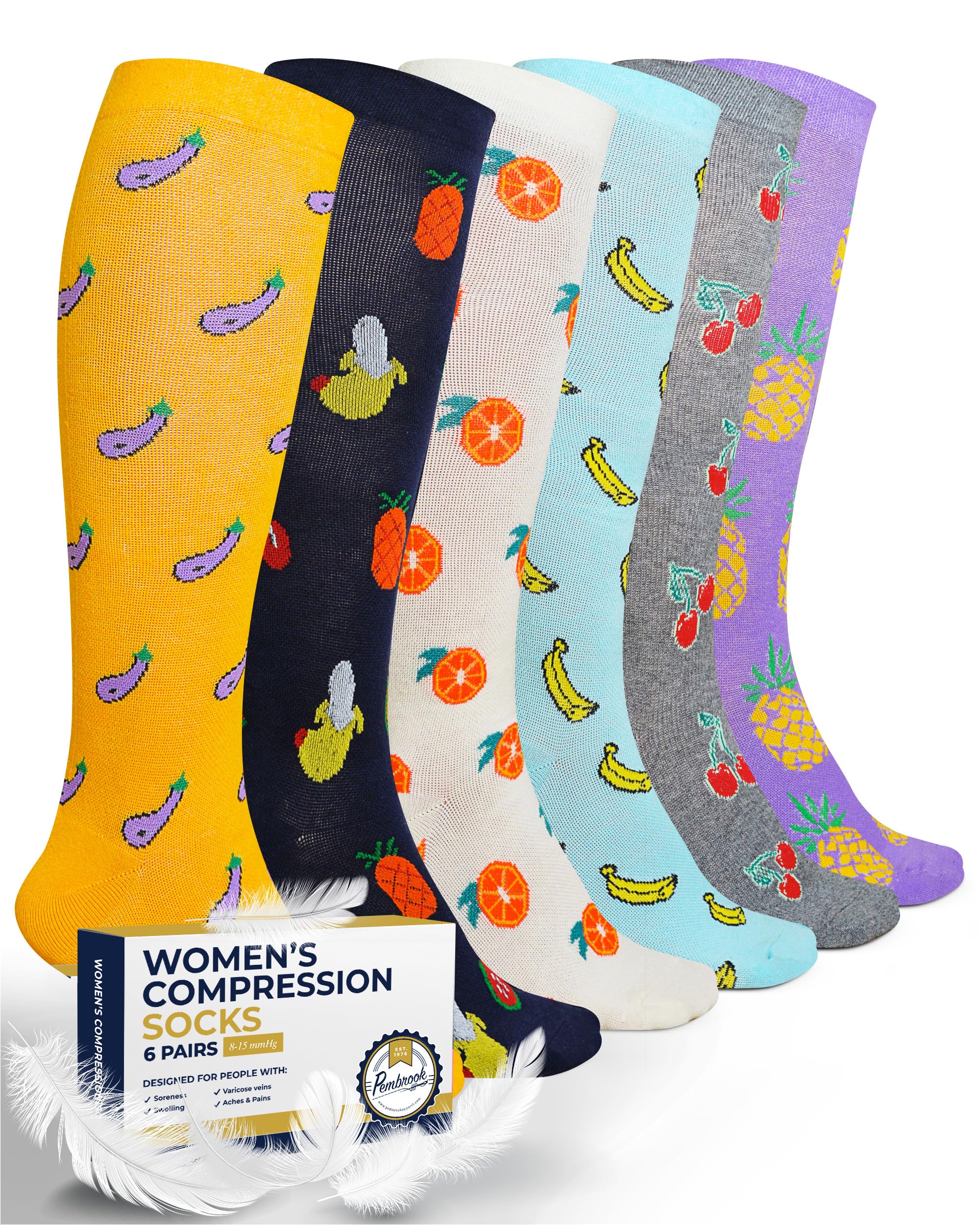 Snapklik.com : Light Compression Socks For Women - 6 Pairs 8-15 mmHg ...