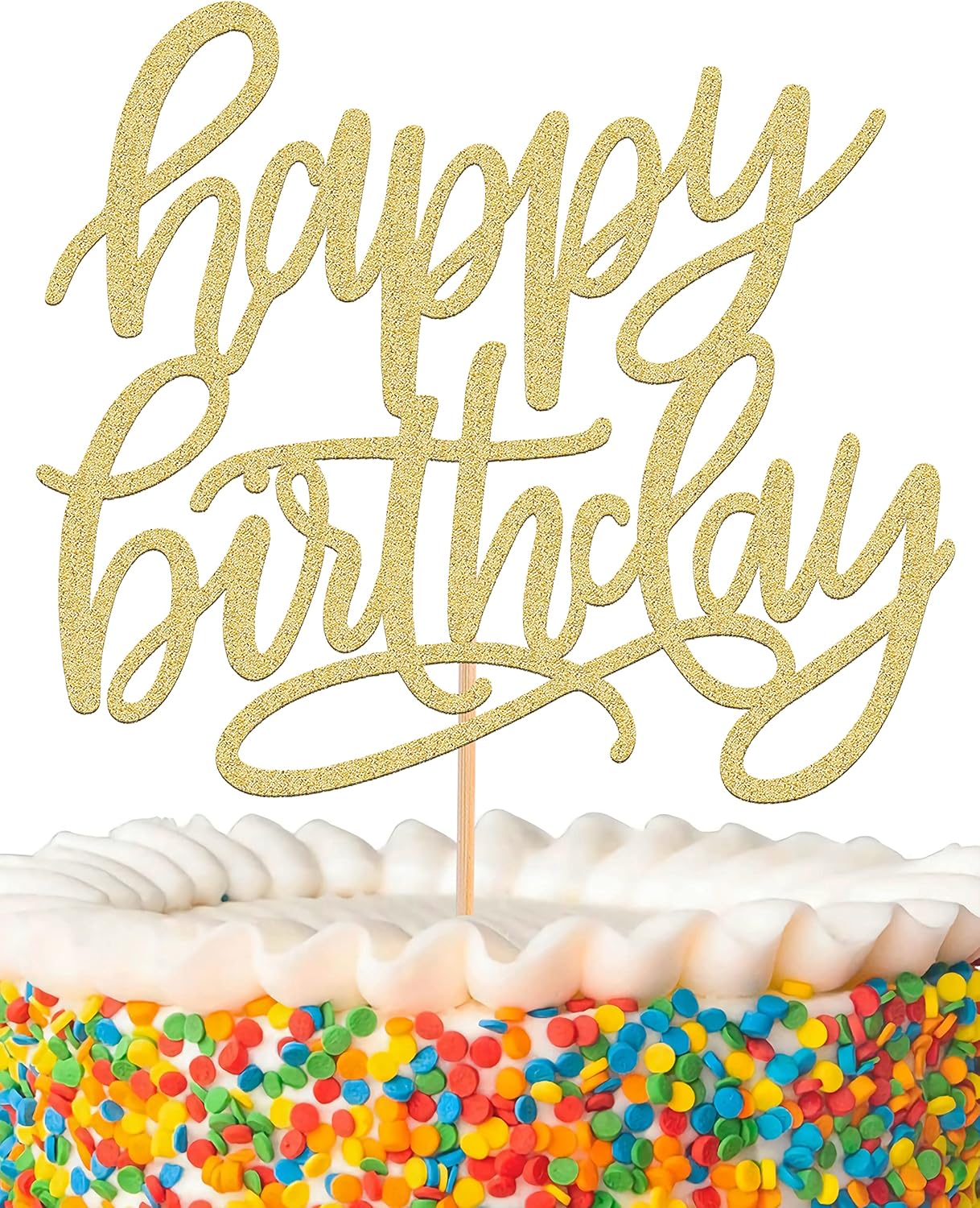 Buy MYAMPED Happy Birthday Cake Topper Glitter Golden Birthday Cake buy-myamped-happy-birthday-cake-topper-glitter-golden-birthday-cake