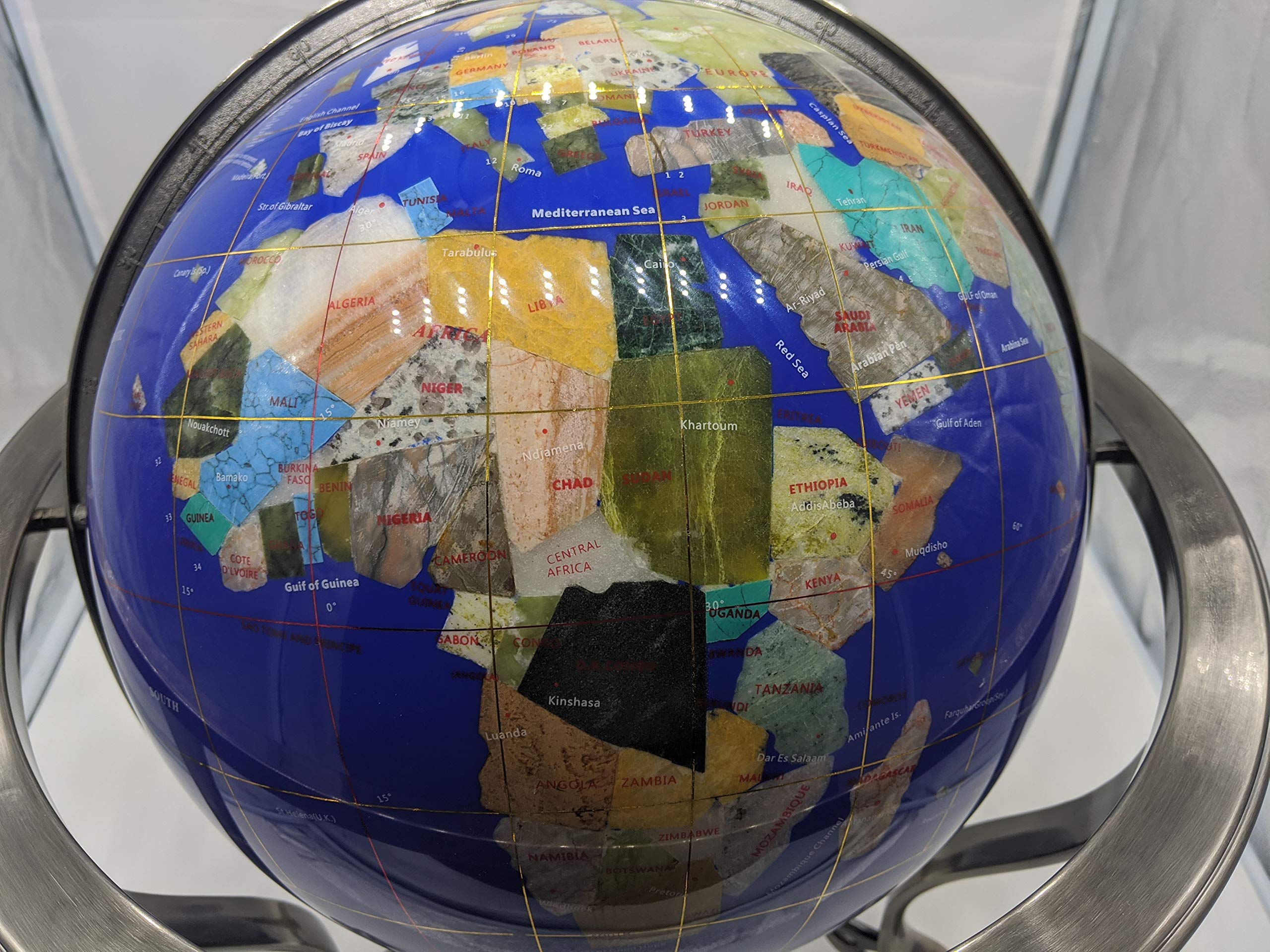 World Globes Made Of Gemstones Precious Globe Made Of Lapis Lazuli And