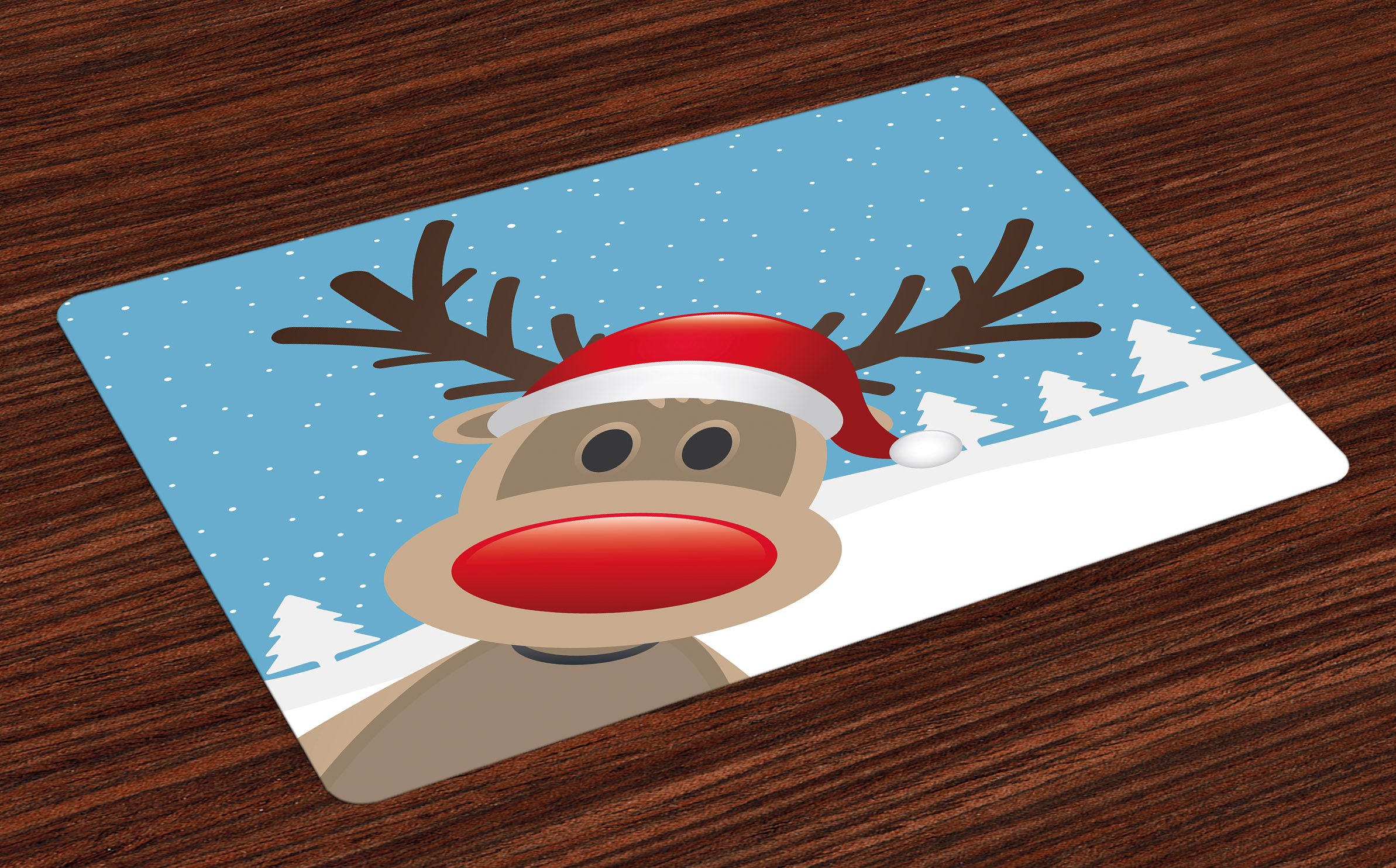 Amazon.com: Ambesonne Christmas Place Mats Set of 4, Reindeer Rudolph ...