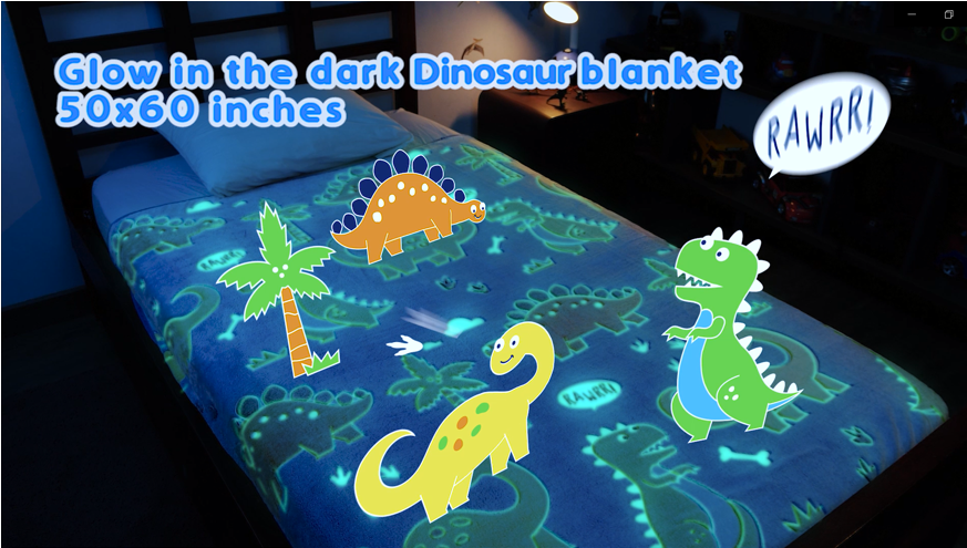 Watch Snooze Bliss Glow in the Dark Dinosaur Blanket on Amazon Live