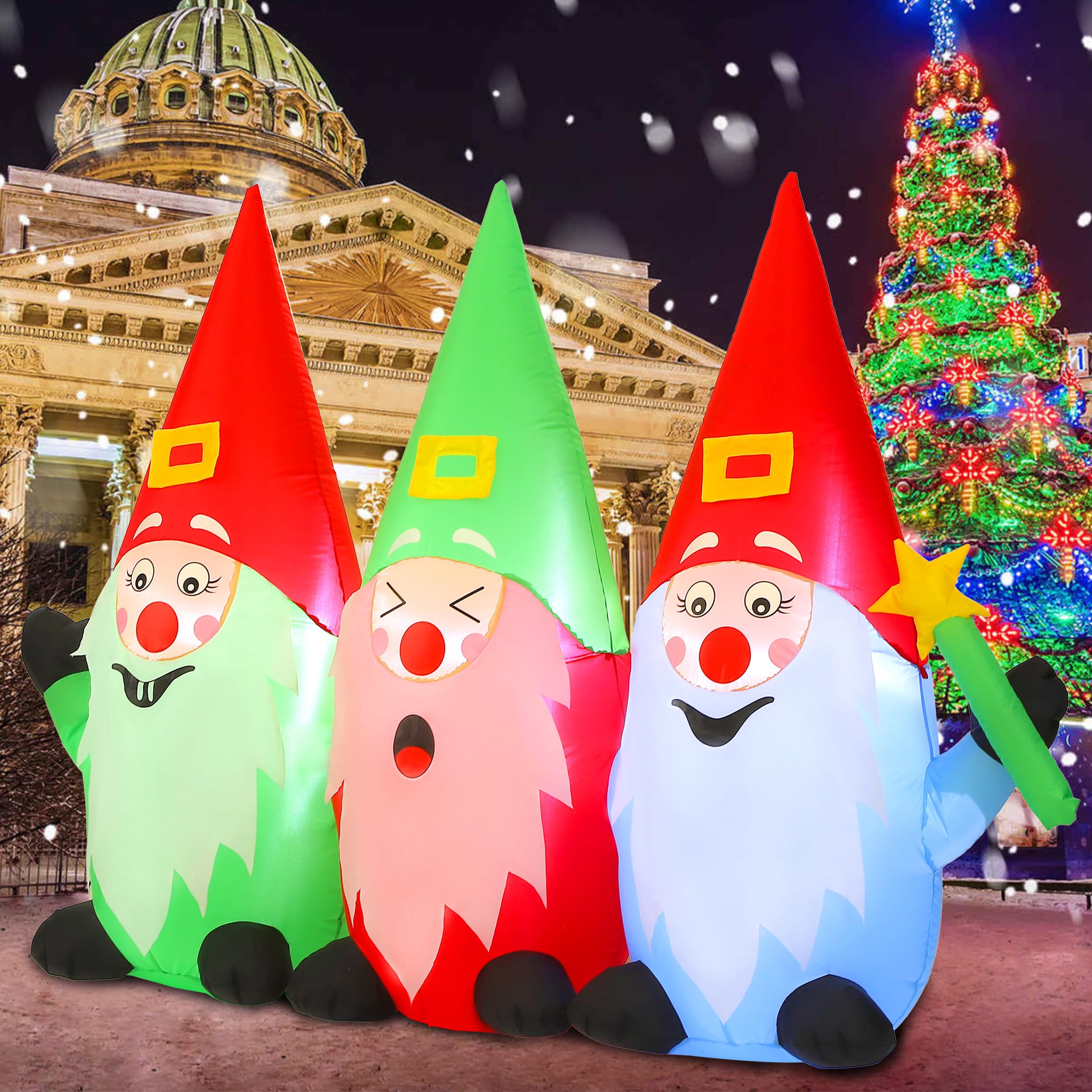 Snapklik.com : Christmas Gnome Inflatable 6FT Long, Blow Up 3 Gnomes ...