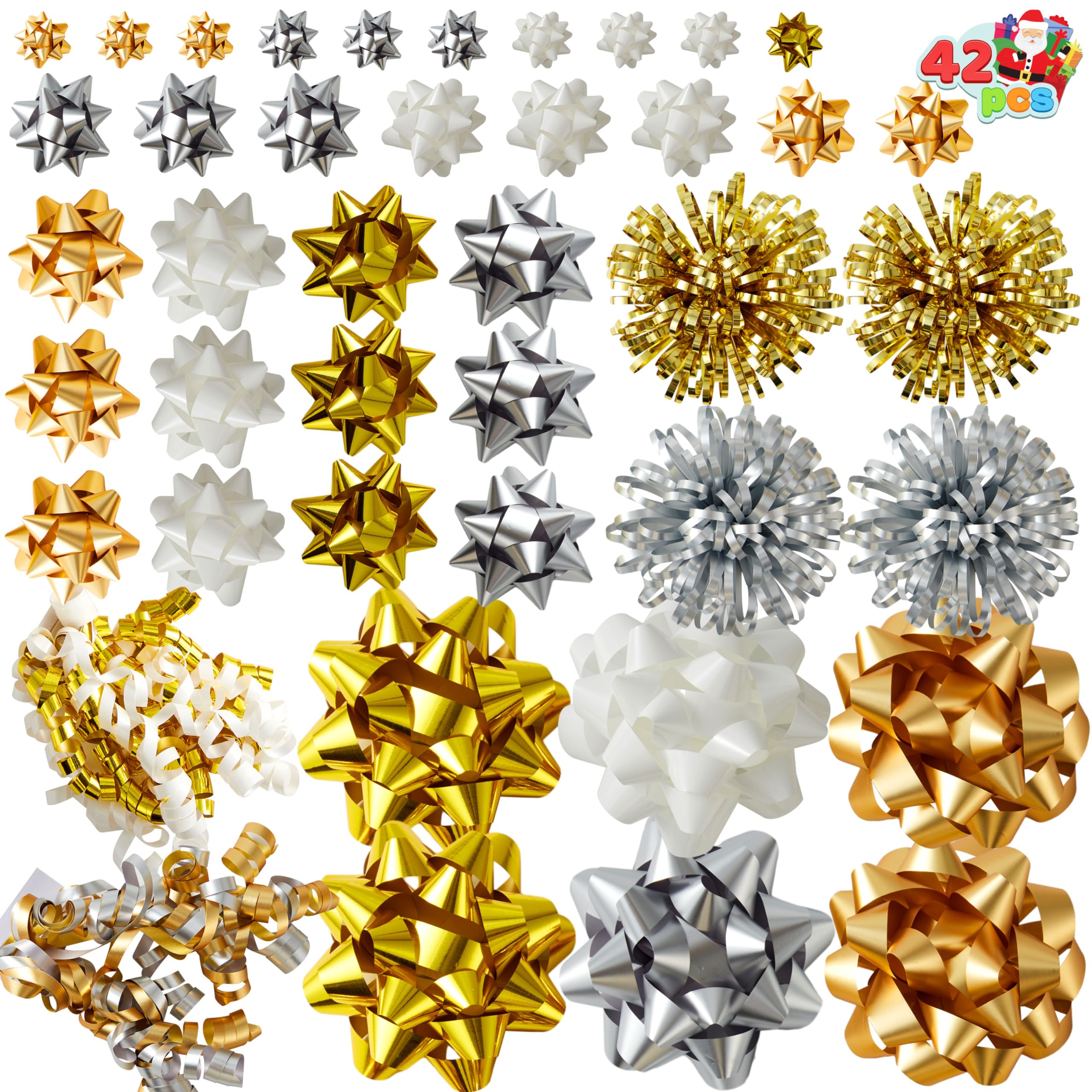 JOYIN 42 Pcs Gift Bows Assortment for Christmas with 36 Multi-Colored ...